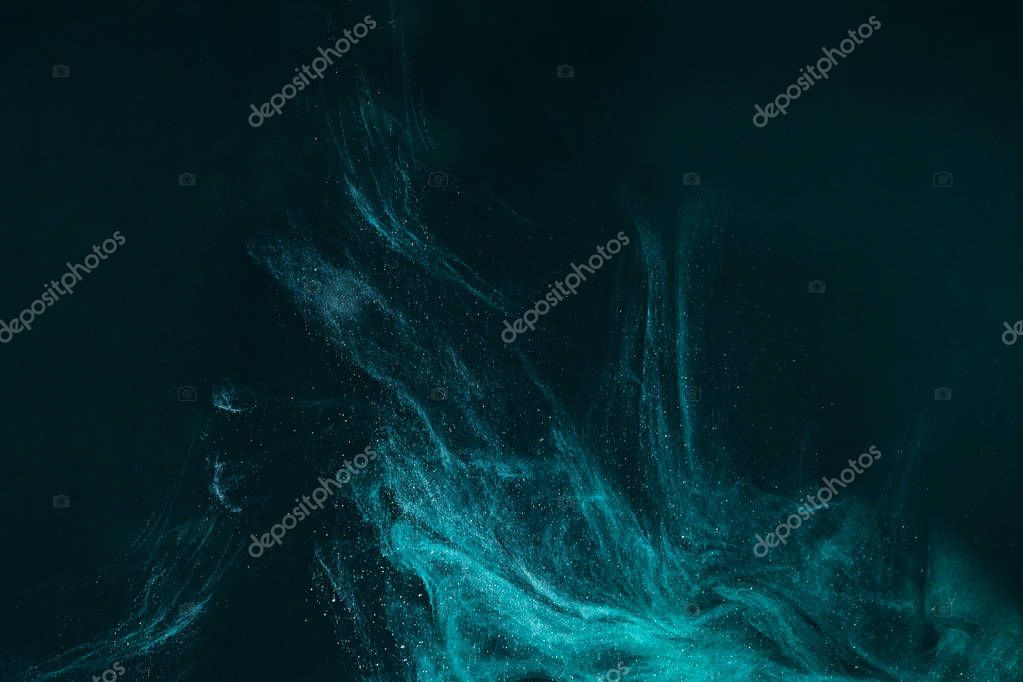 Abstract Artistic Background Turquoise Paint Flowing Black — Stock ...