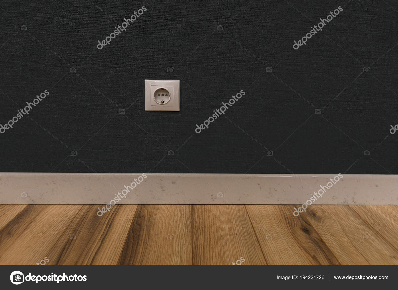 Single Power Socket Empty Wall Wooden Floor Stock Photo by ...