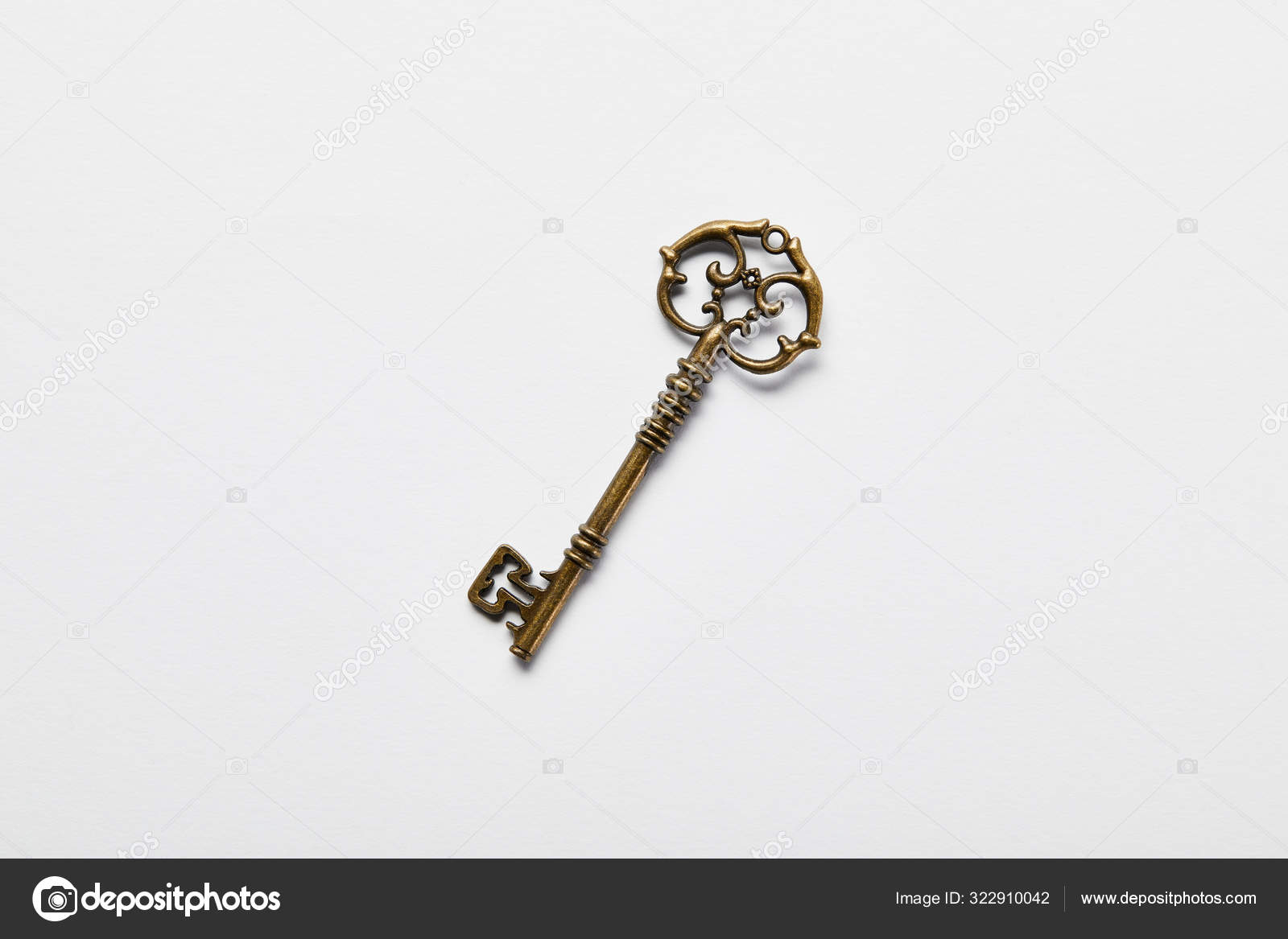 Top View Vintage Key White Background ⬇ Stock Photo, Image by ...