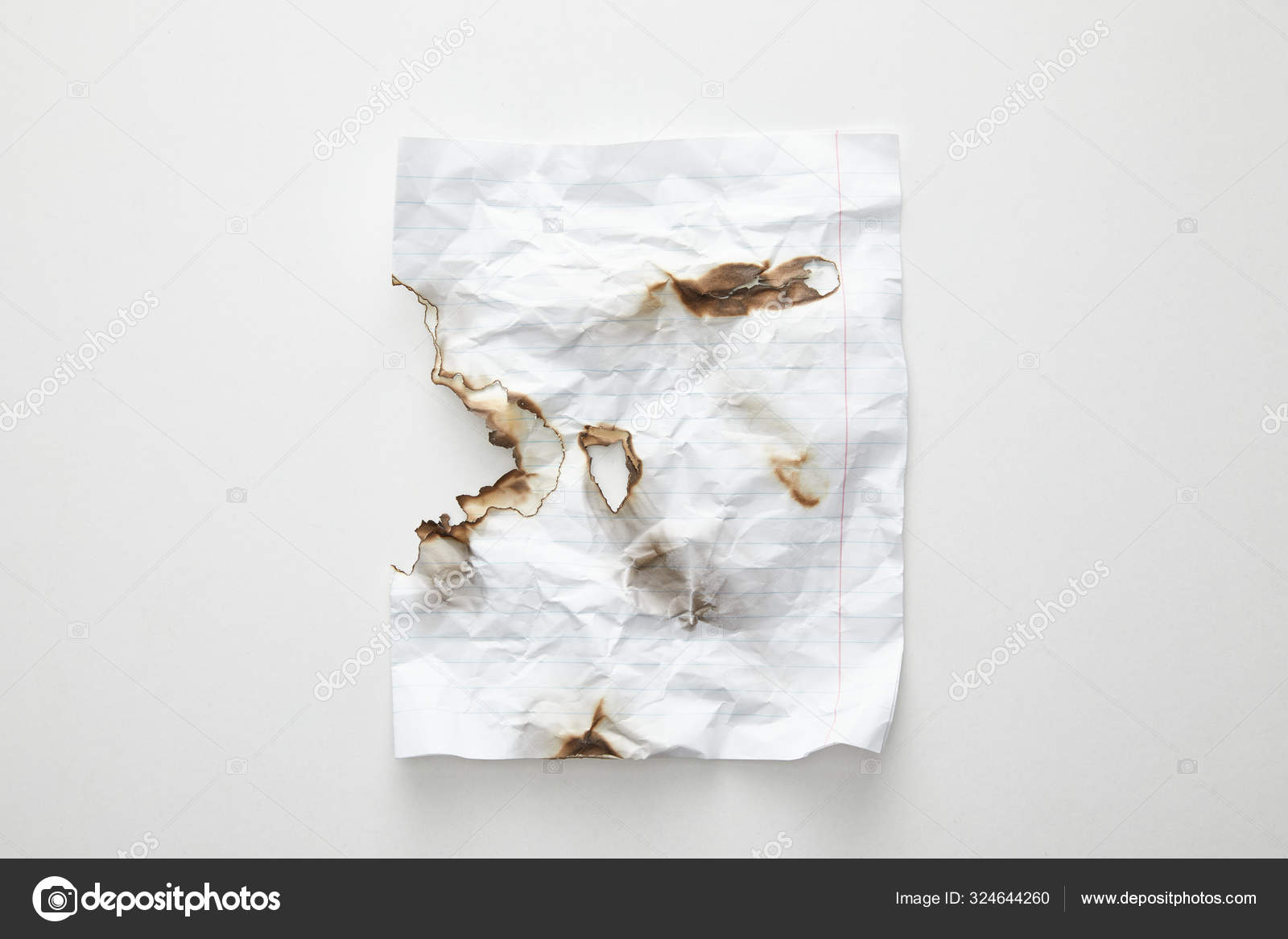 Top View Empty Crumpled Burnt Vintage Paper White Background — Stock ...