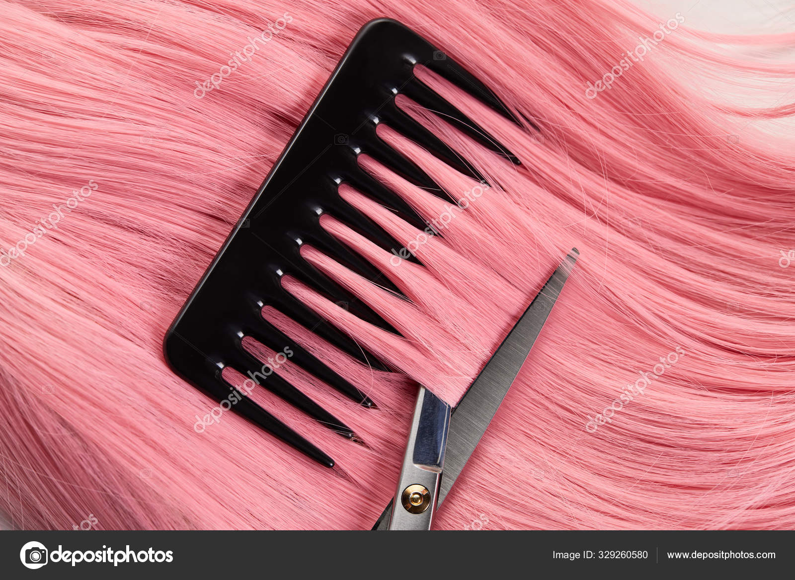 Pink Hair Scissors And Comb