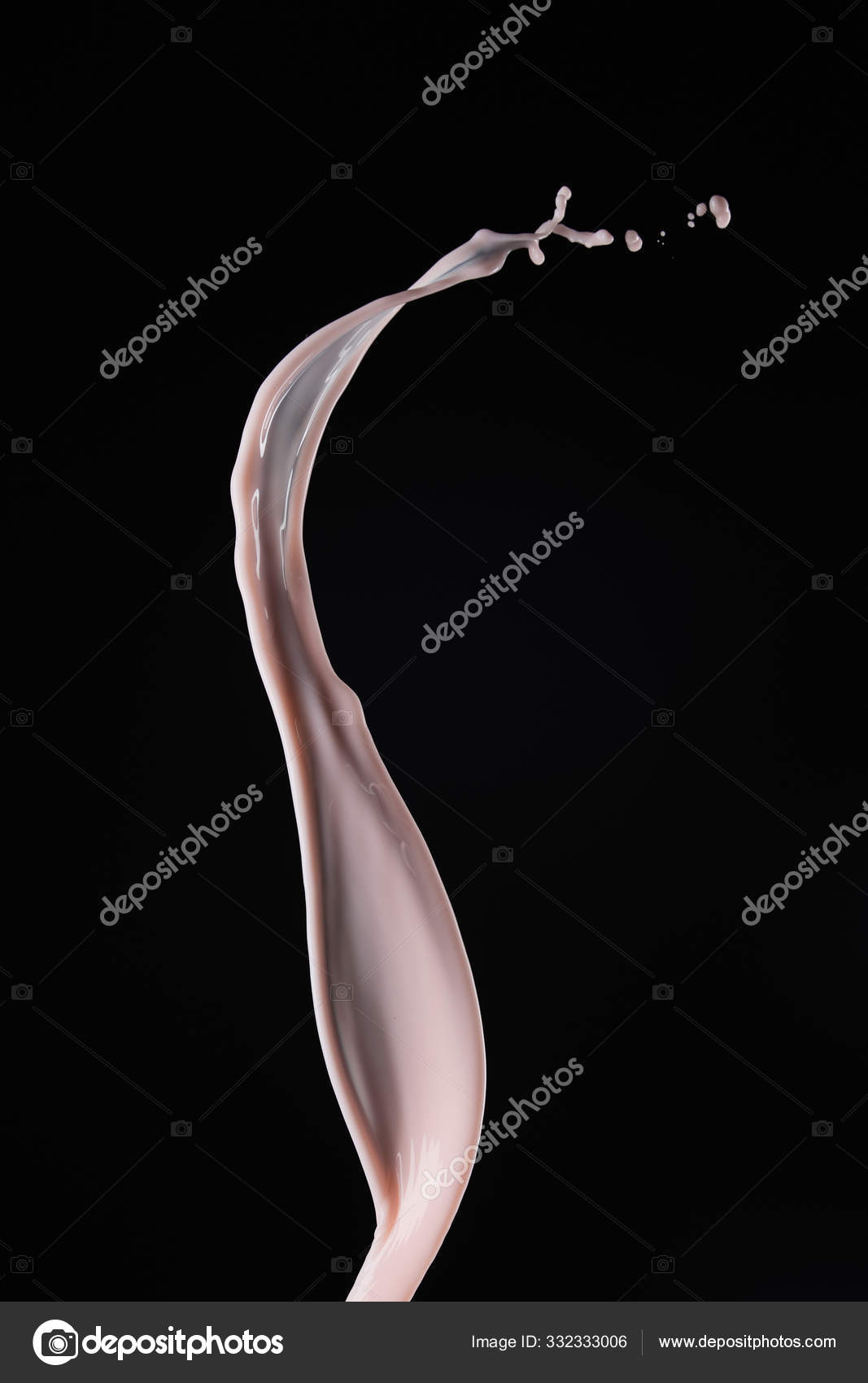 Smooth Fresh Pink Milk Splash Isolated Black — Stock Photo ...