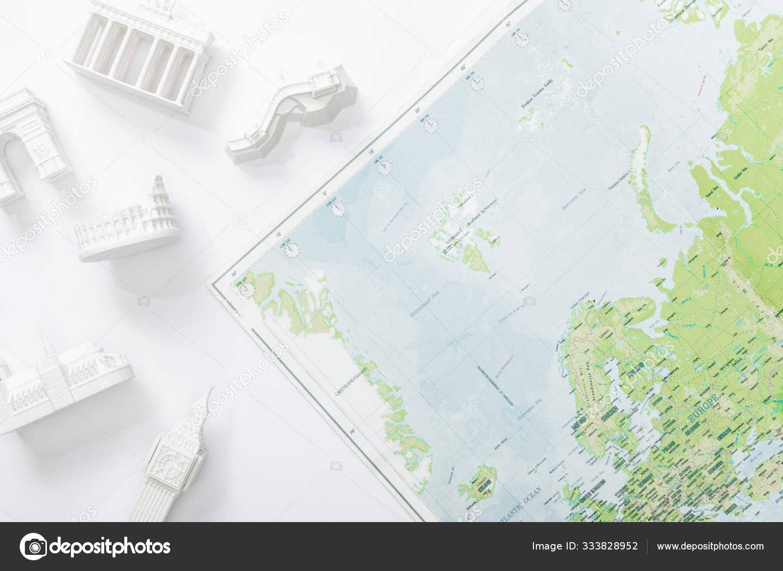 Top View Map Figurines Attractions Isolated White Stock Photo by ...