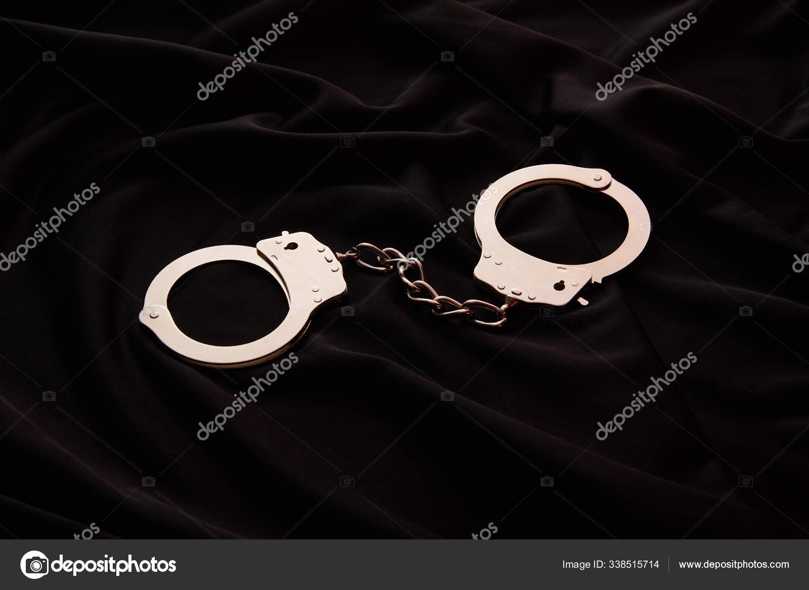 Metal Handcuffs Black Textile Background — Stock Photo © AntonMatyukha ...