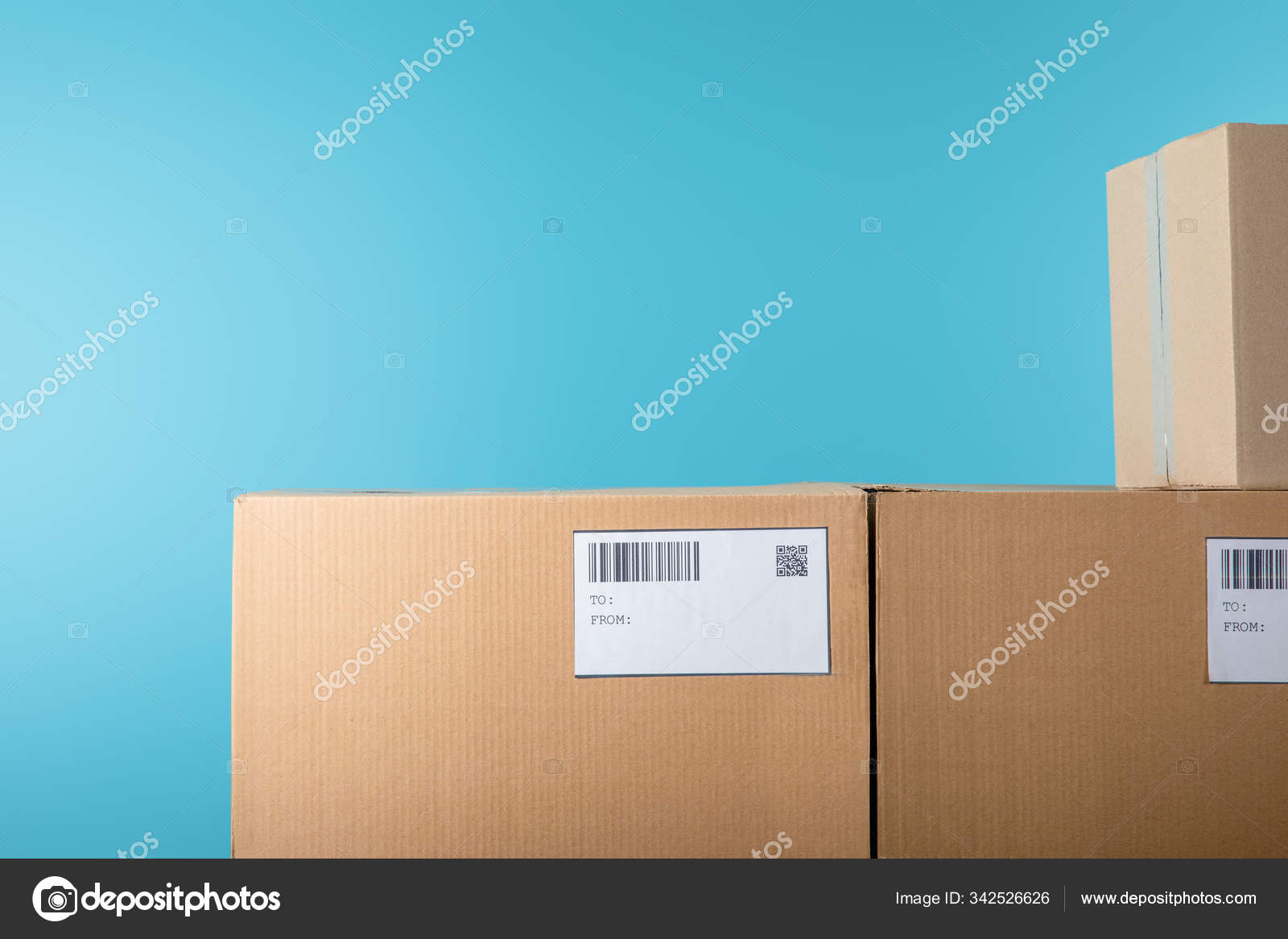 Cards Code Barcodes Cardboard Boxes Isolated Blue — Stock Photo ...