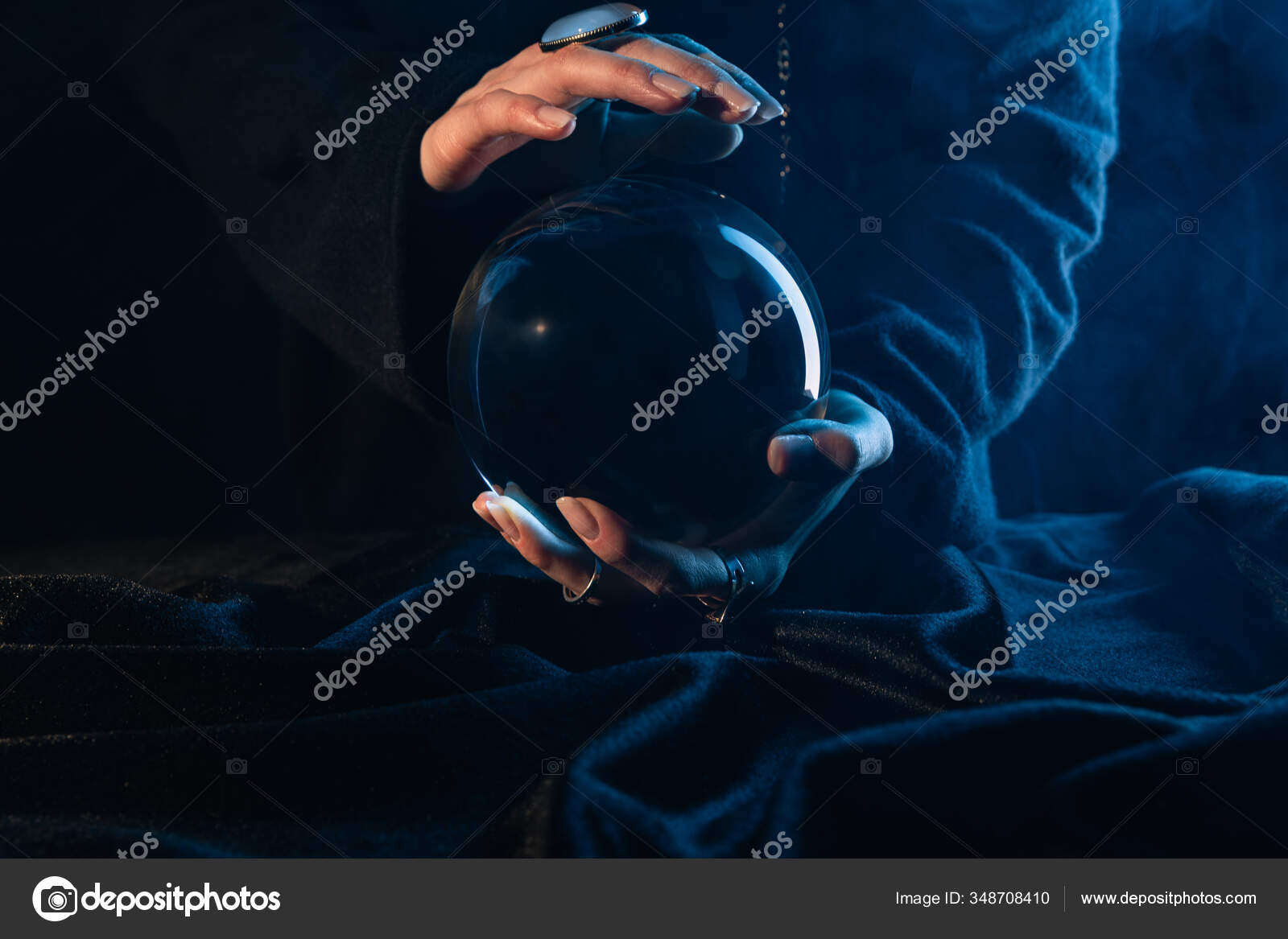 Partial View Witch Crystal Ball Dark Blue — Stock Photo © AntonMatyukha ...