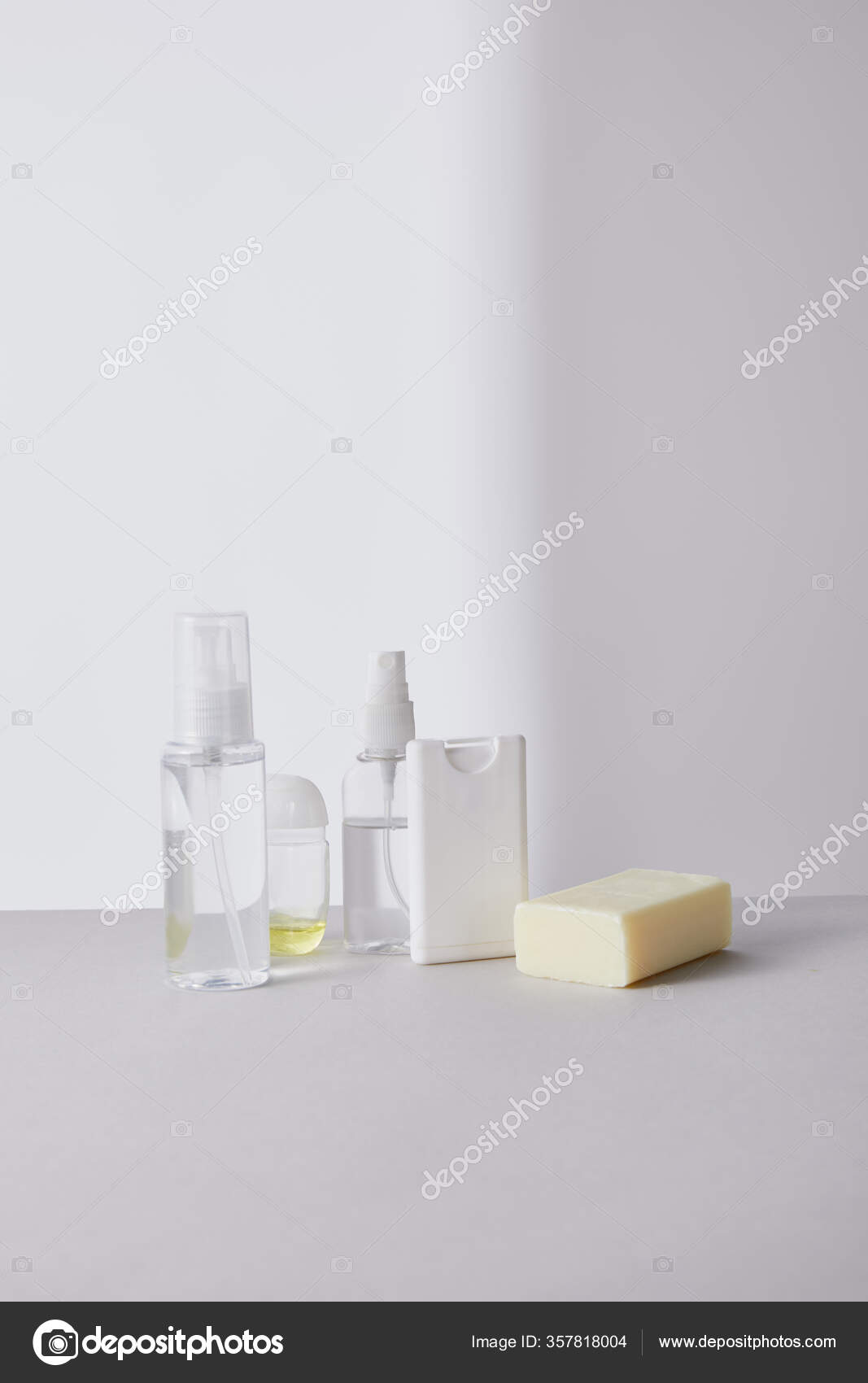 Hand Sanitizer Bottles Antibacterial Soap White Background — Stock ...