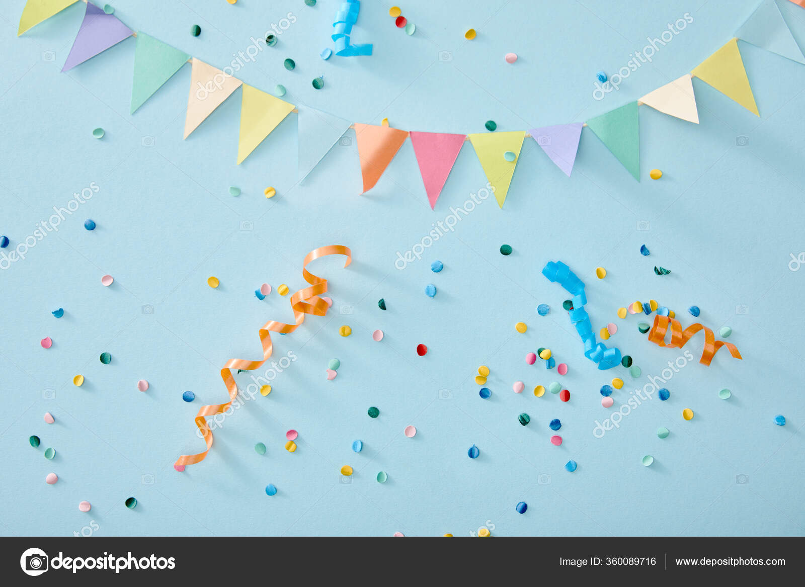 Top View Colorful Confetti Blue Background Stock Photo by ...