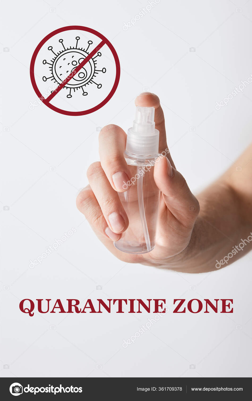 Cropped View Man Holding Hand Sanitizer Spray Bottle Isolated White ...