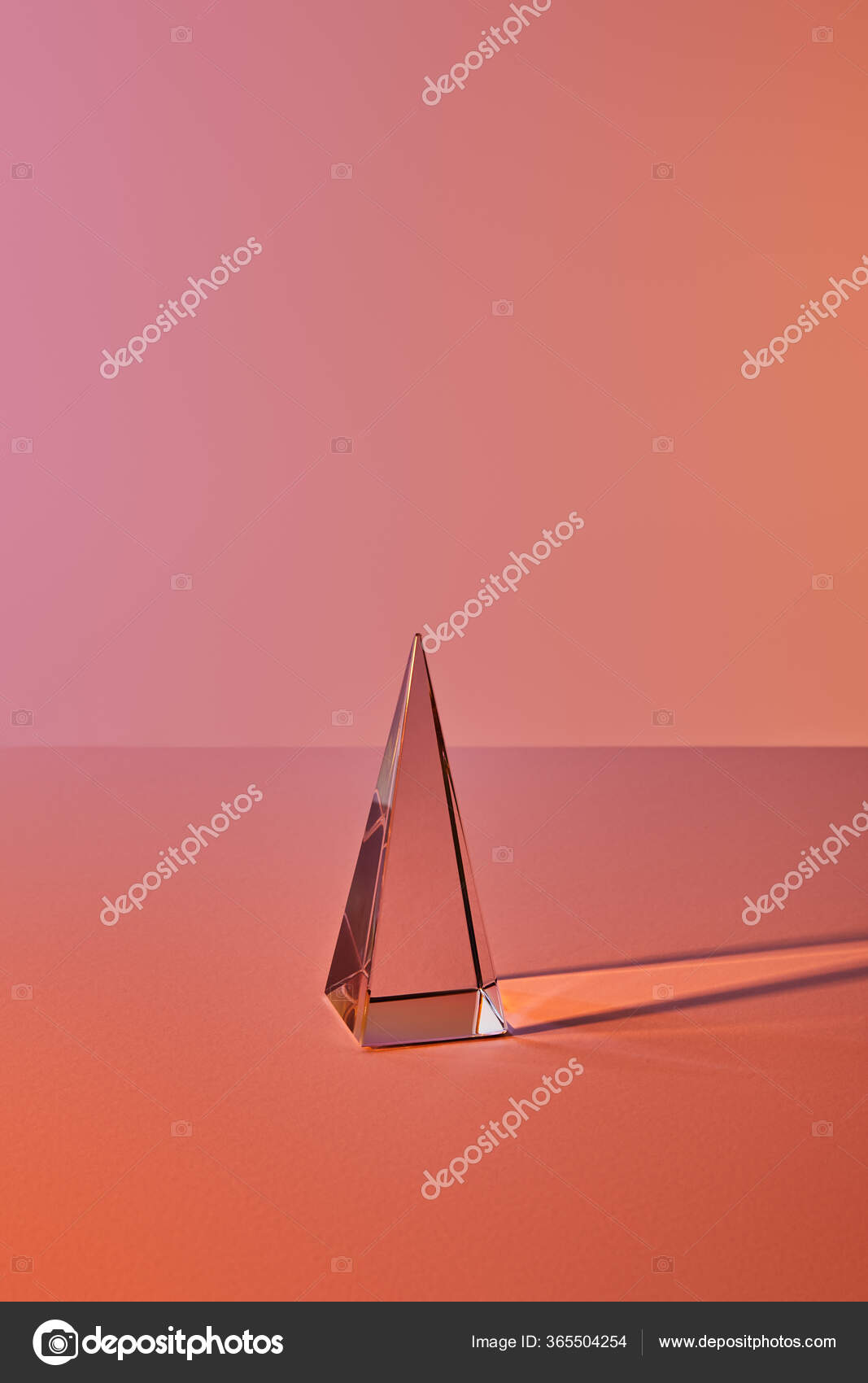 Crystal Transparent Pyramid Light Reflection Orange Background Stock ...