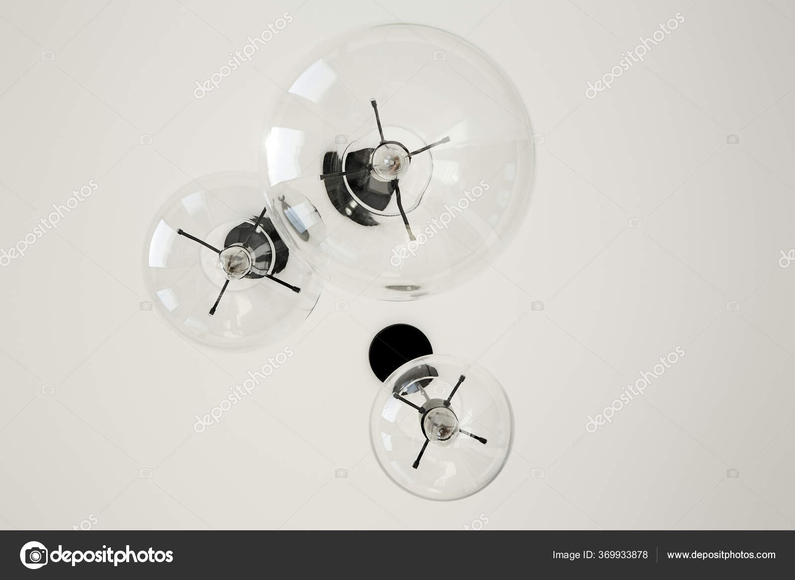 Bottom View Light Bulbs Ceiling — Stock Photo © AntonMatyukha #369933878