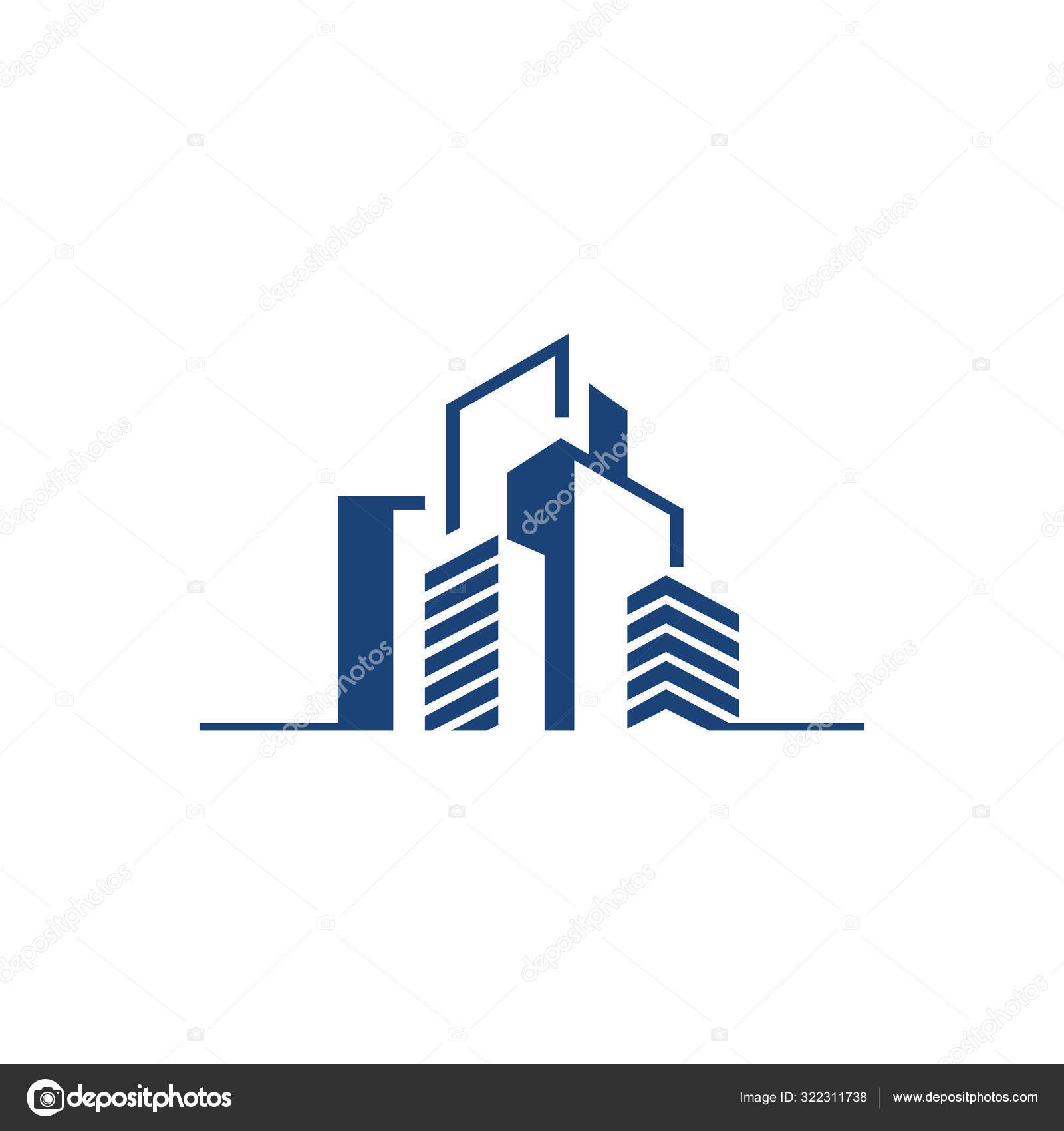 Modern creative simple square line art building logo design vect ⬇ ...