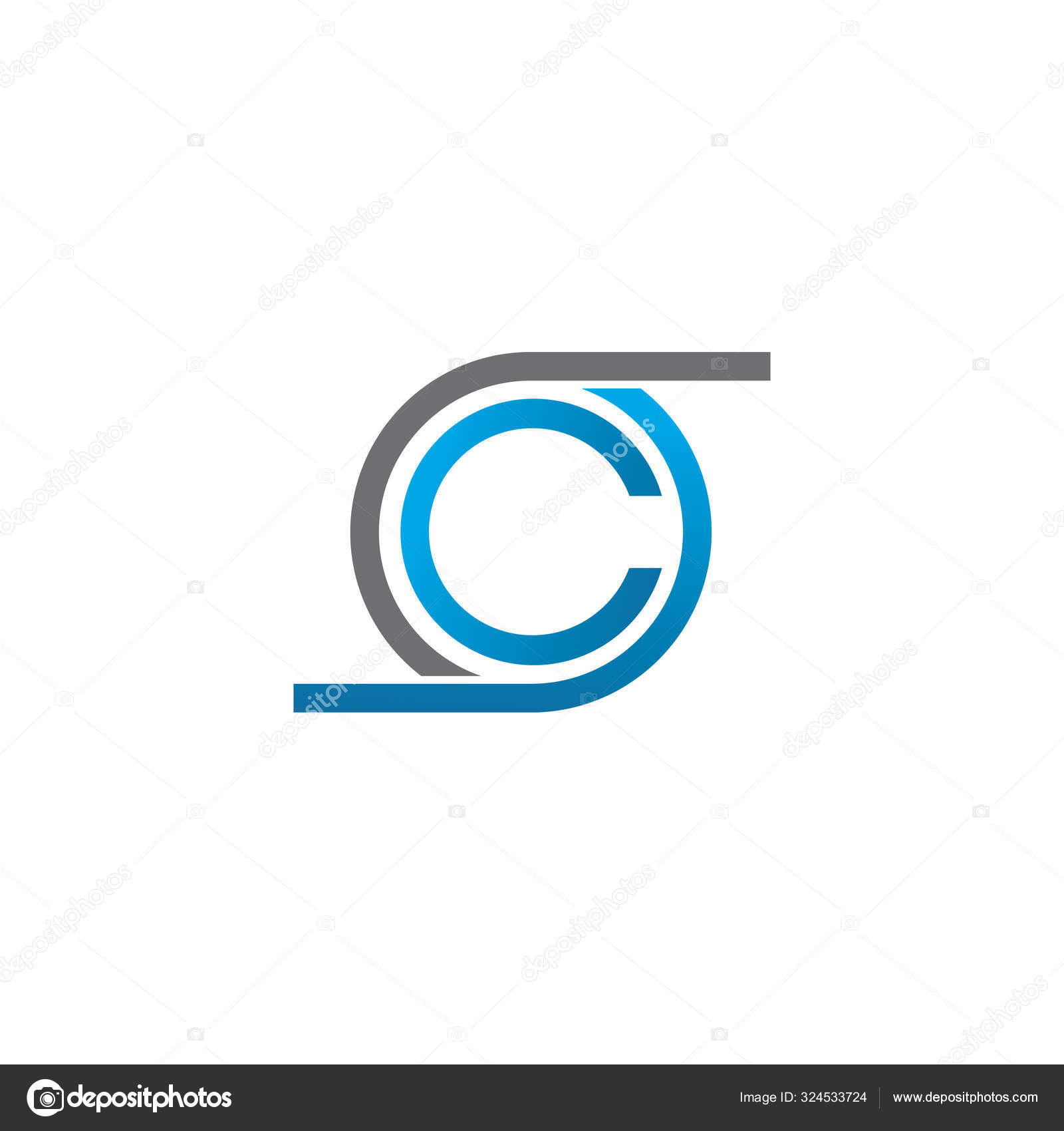 Letra inicial C con forma de círculo en azul y gris Stock Vector by ...