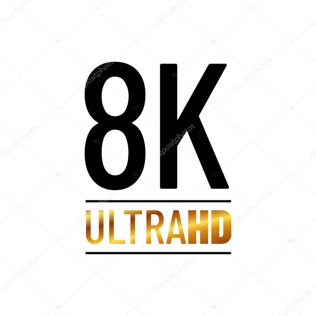 8K Ultra HD símbolo del logotipo 8K UHD signo de marca Ultra alta ...