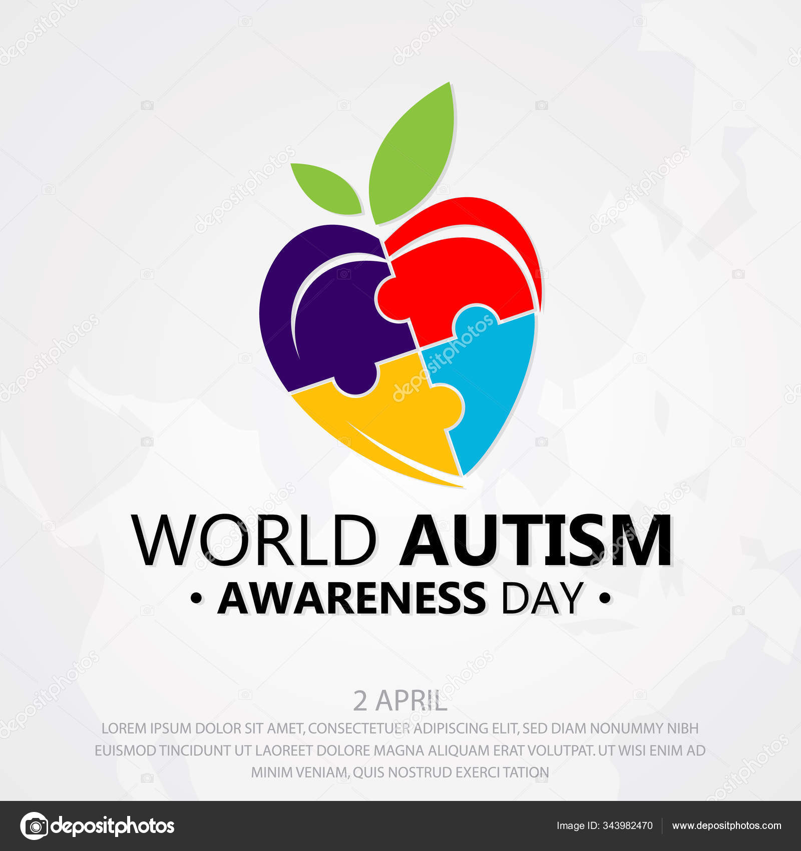 Colorful design World Autism Awareness Day with puzzle graphic Stock ...