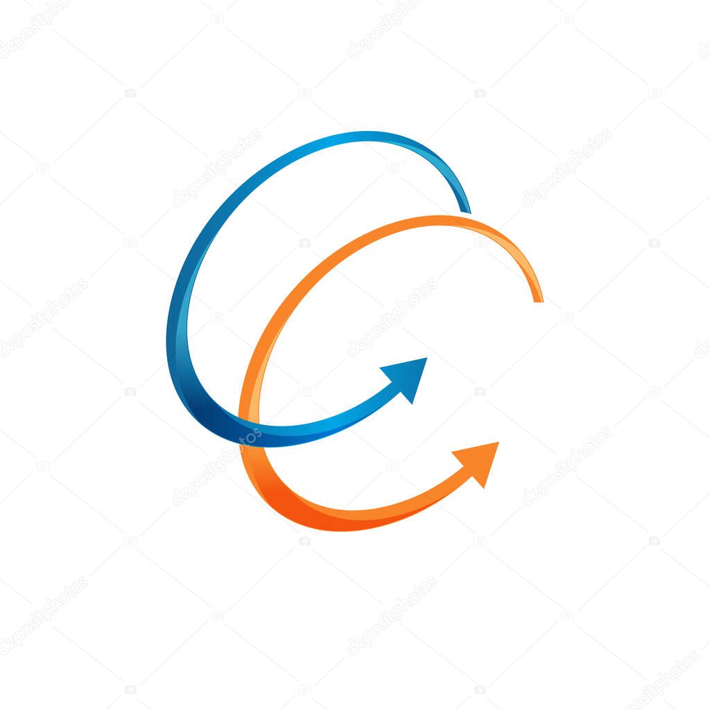 Símbolo de dos flechas con color azul y naranja. Símbolo de icono de ...