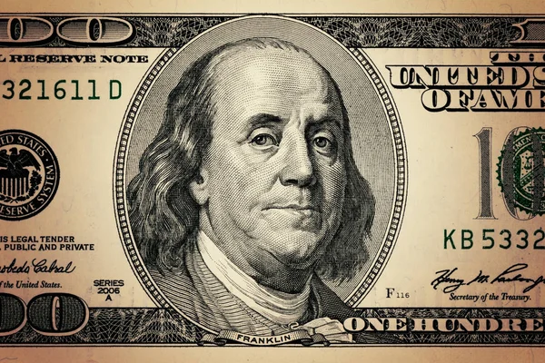 Benjamin Franklin 100 Dollar Bill Portrait — Stock Photo © eldadcarin ...
