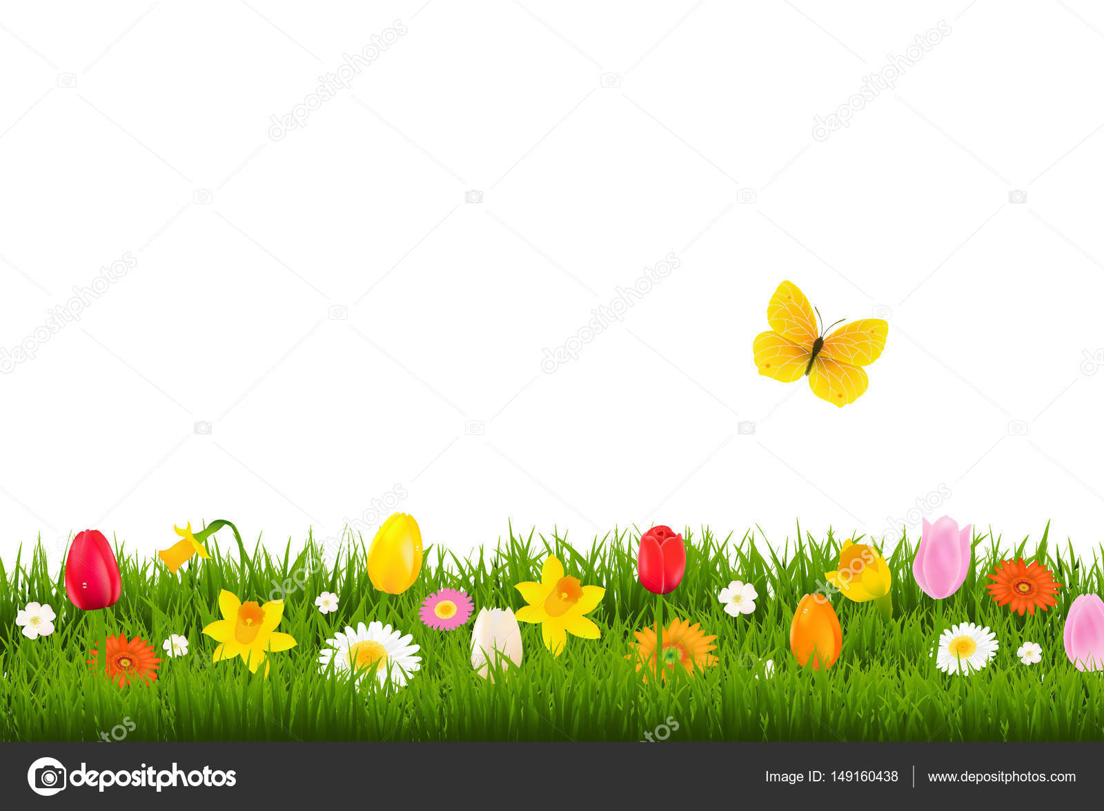 Flower Border With Butterfly Stock Vector Image by ©sammep #149160438
