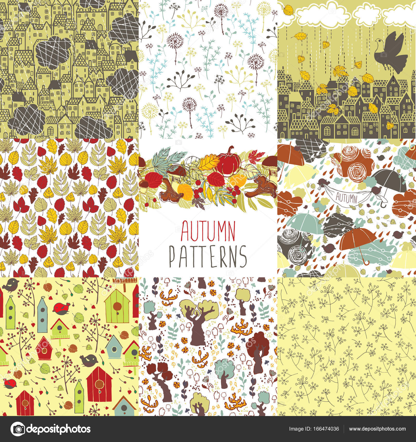 Set of autumn backgrounds Stock Vector Image by ©roman4 #166474036