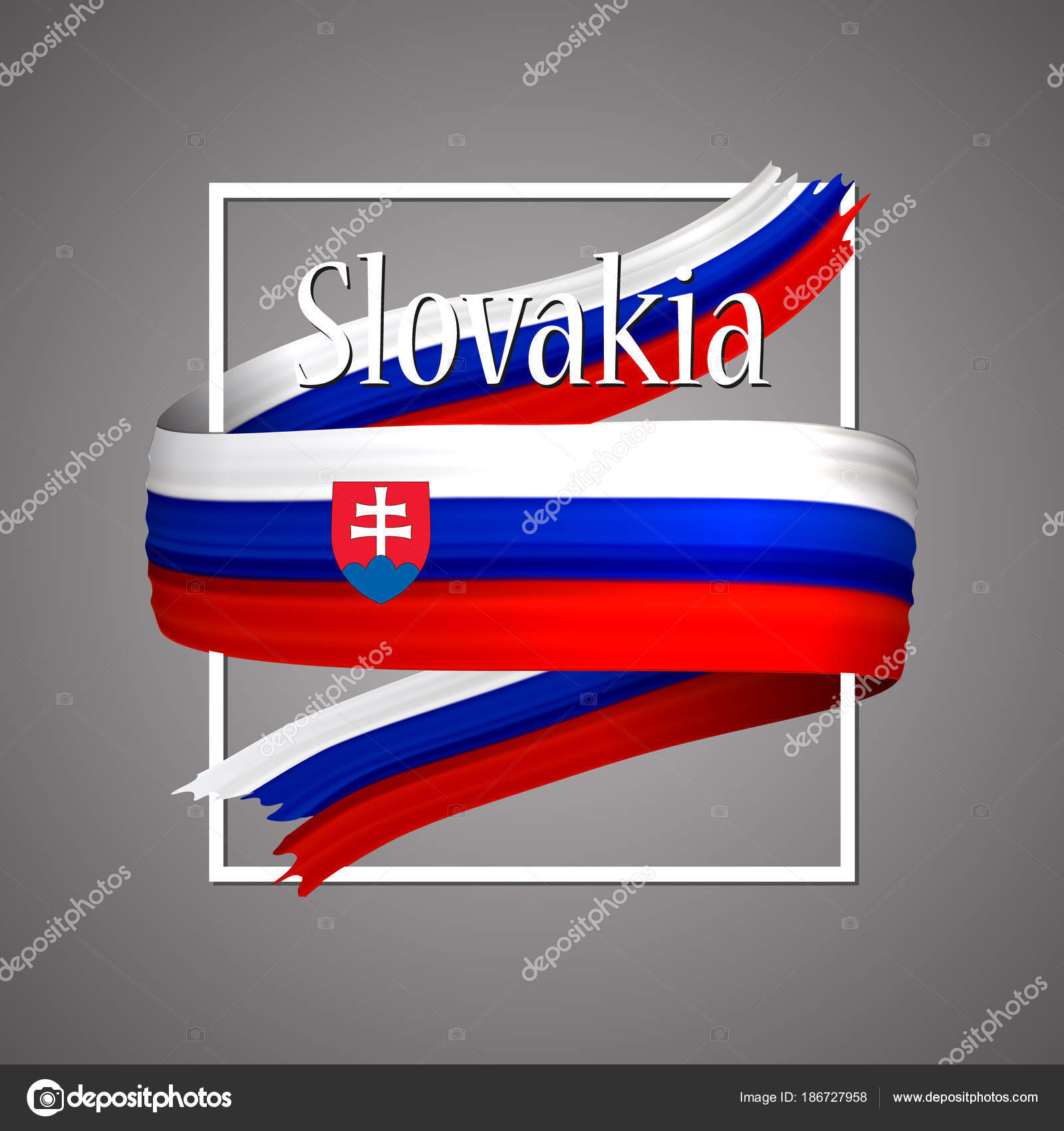 Slovakia flag. Official national colors. Slovakian 3d realistic ribbon ...