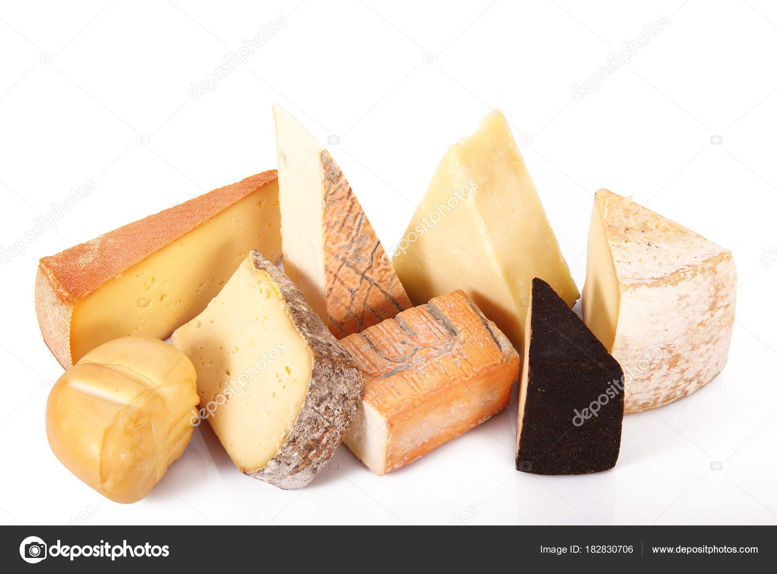 Original italian cheese collage in white background Stock Photo by ...