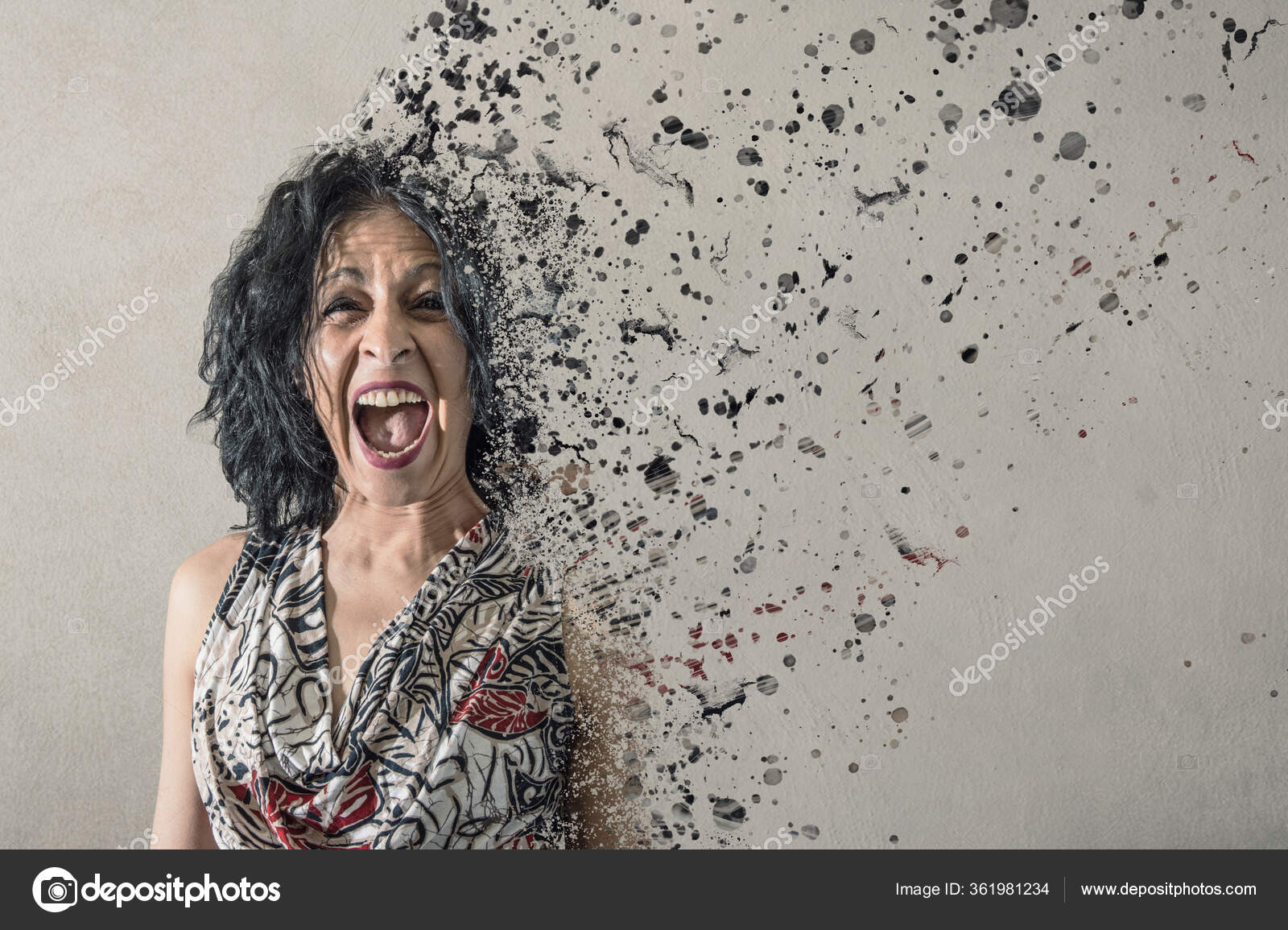 Very Stressed Woman Screaming Dissolve Stock Photo by ©Photobeps 361981234