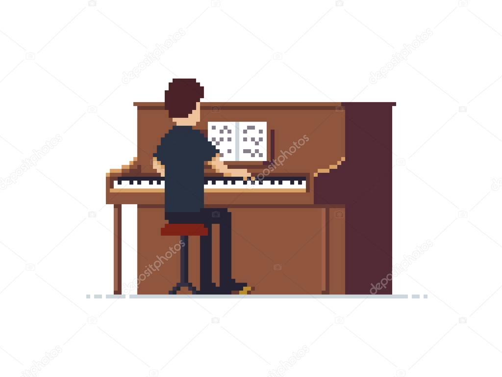 Piano pixel art | Pixel Art Piano Player — Stock Vector © chuckchee ...