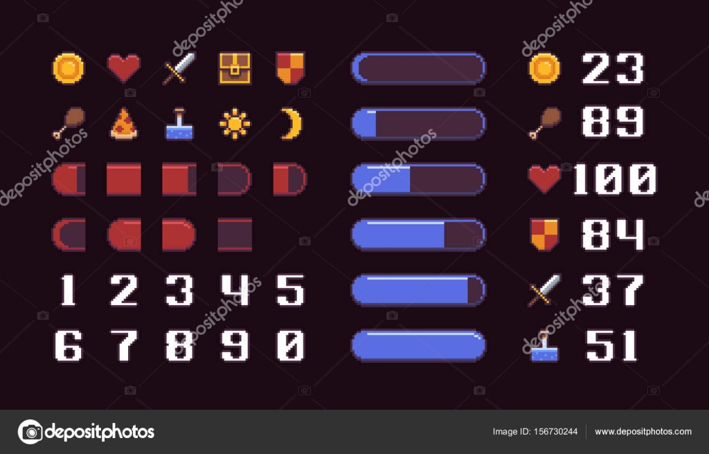 Pixel Art Interface Stock Vector Image by ©chuckchee #156730244