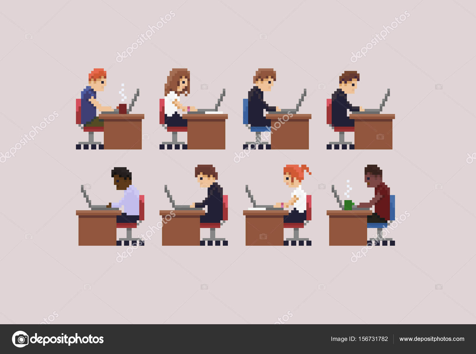 Pixel Oficina de Arte Vector de stock por ©chuckchee 156731782