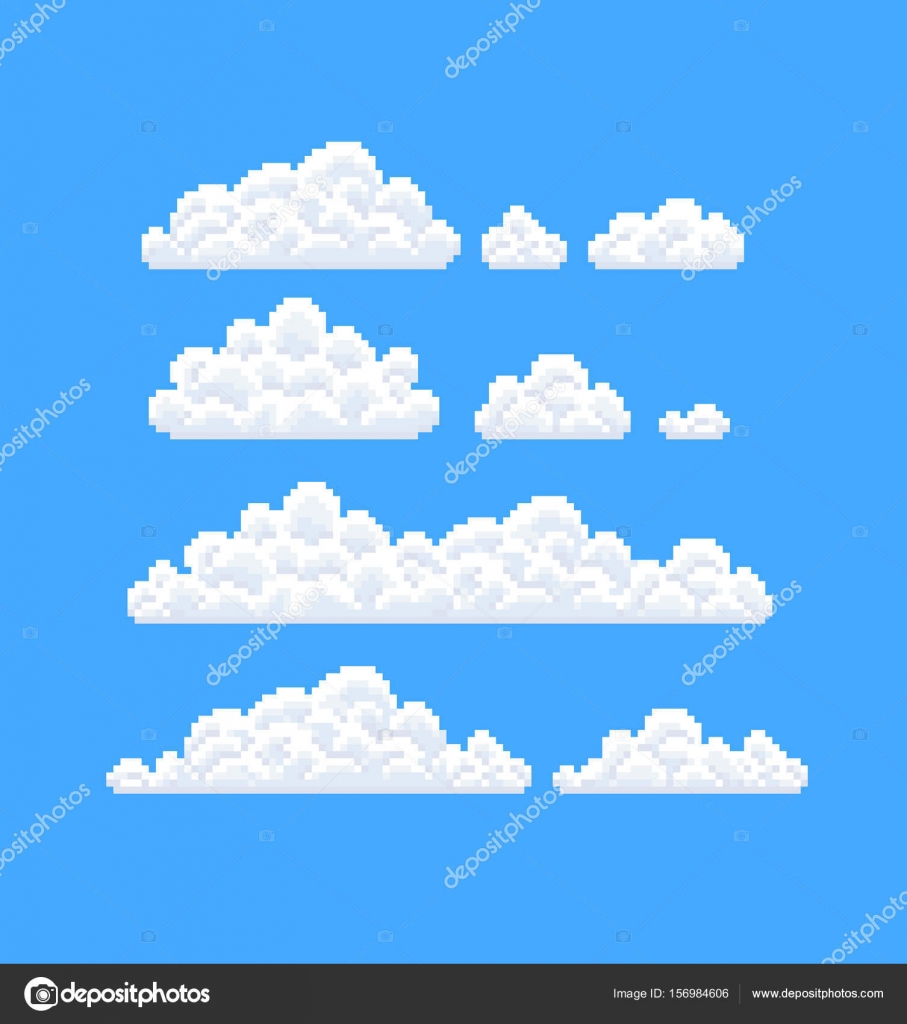 Pixel Art Nubes Vector de Stock de ©chuckchee 156984606
