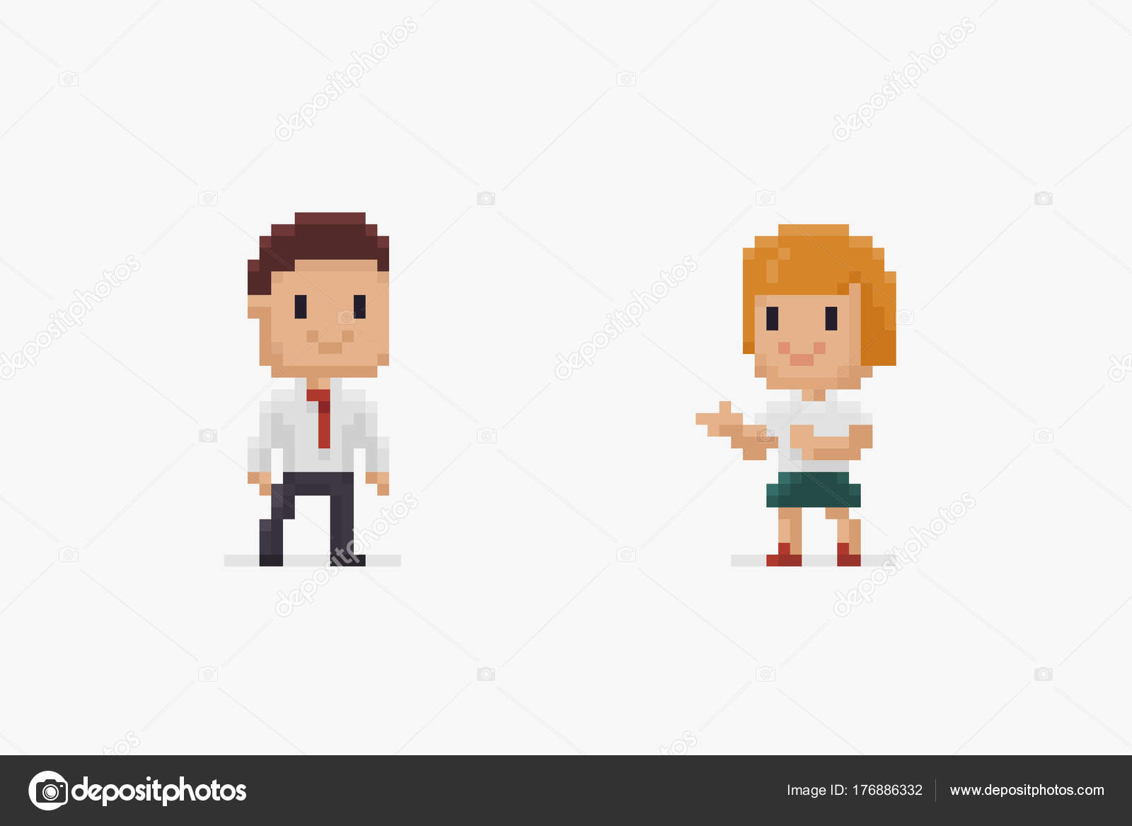 Pixel Business People ⬇ Vector Image by © chuckchee | Vector Stock ...