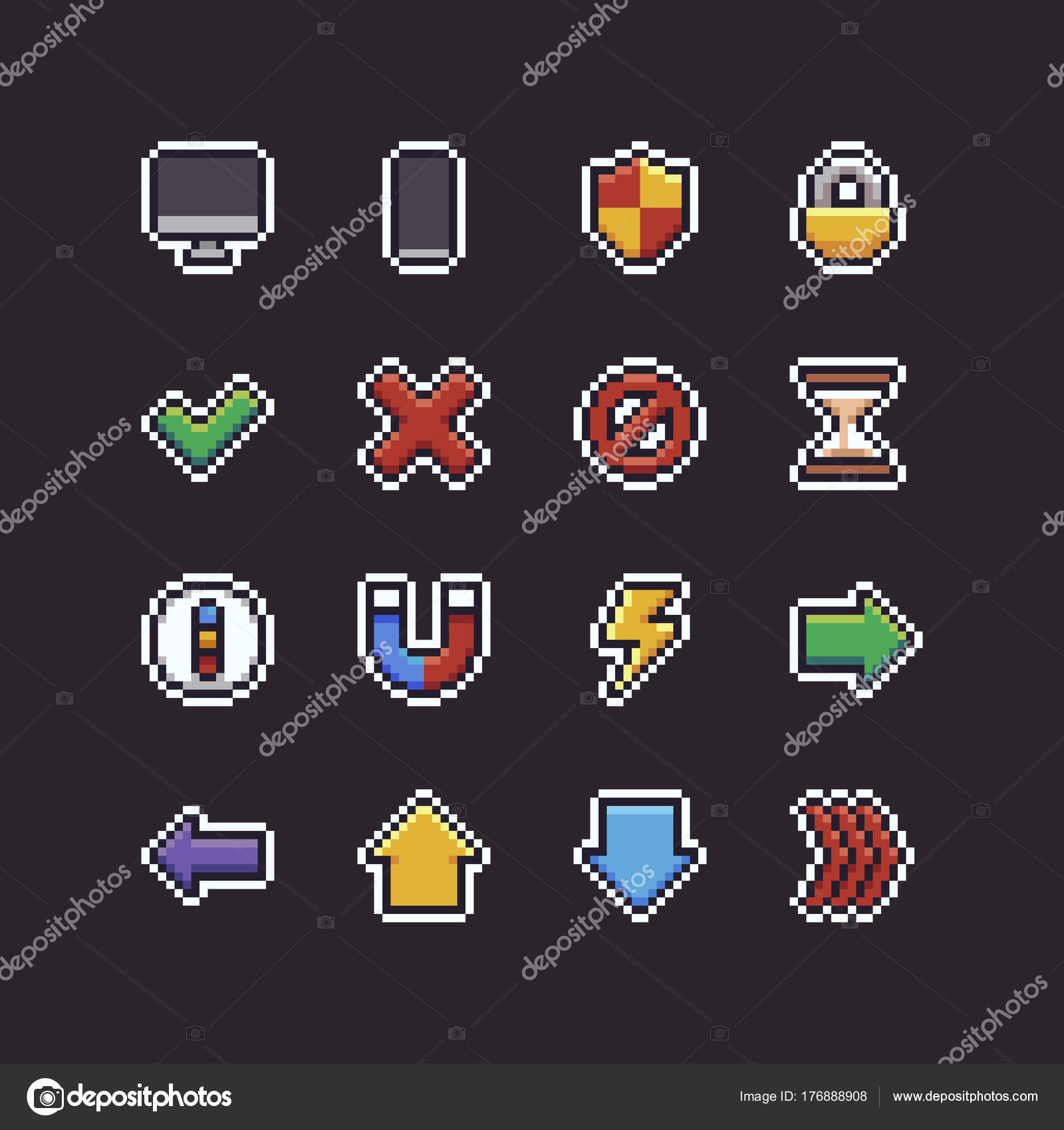 Pixel Art Ui ikony — Grafika wektorowa © chuckchee #176888908 Pixel Art Ui ikony — Grafika wektorowa © chuckchee #176888908