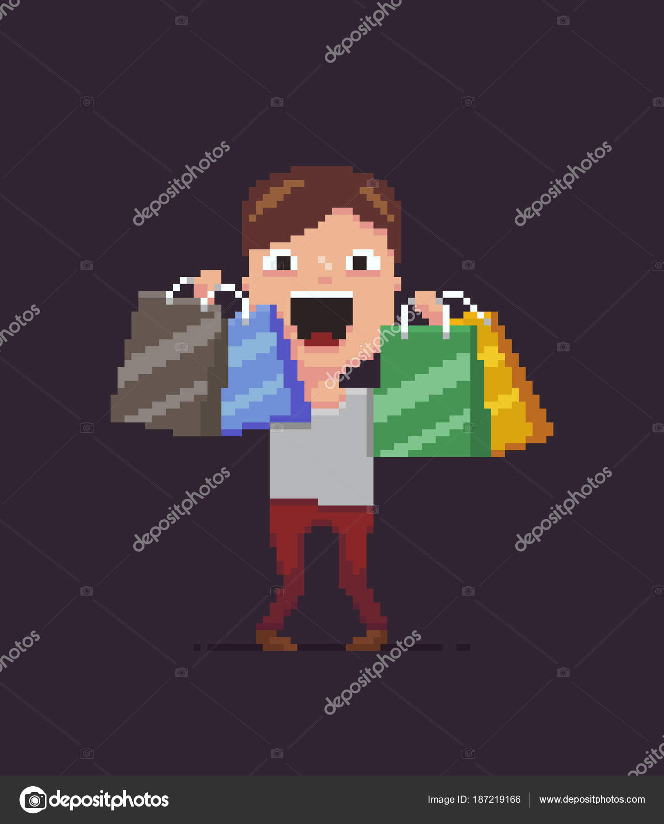 Pixel Art Shopaholic Vetor de ©chuckchee 187219166