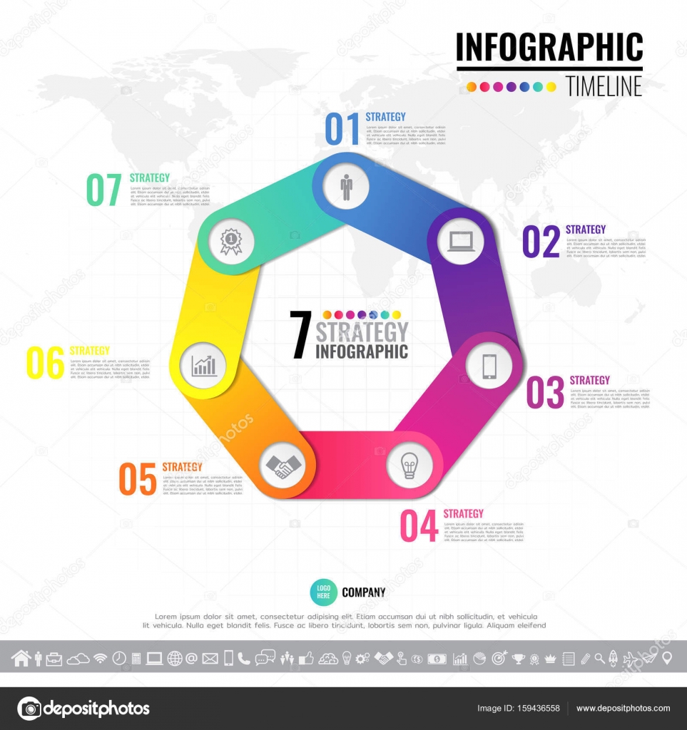 Vector geometric Infographics design template in 7 steps, options or ...