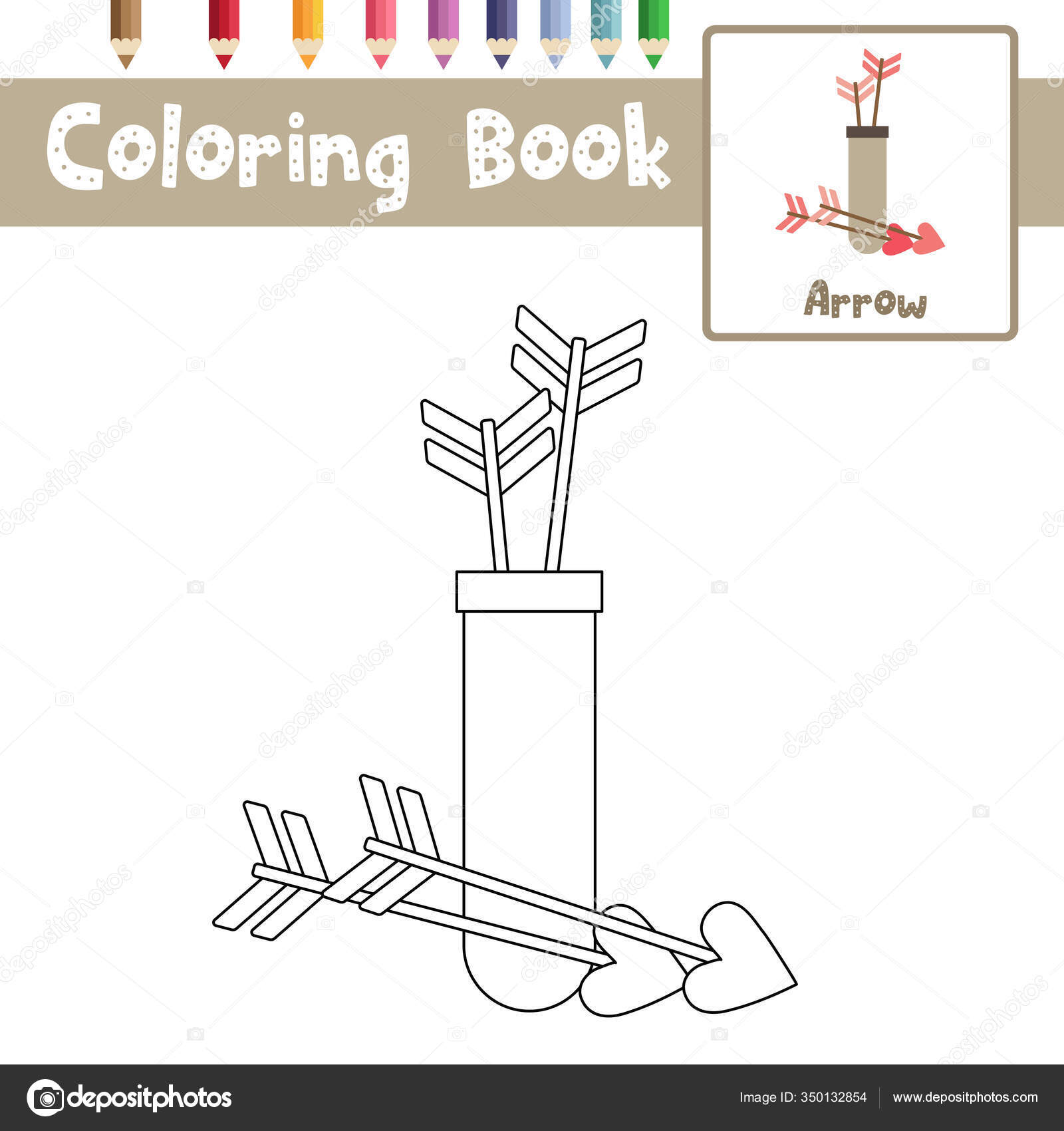 Coloring Page Arrow Preschool Kids Activity Educational Worksheet ...