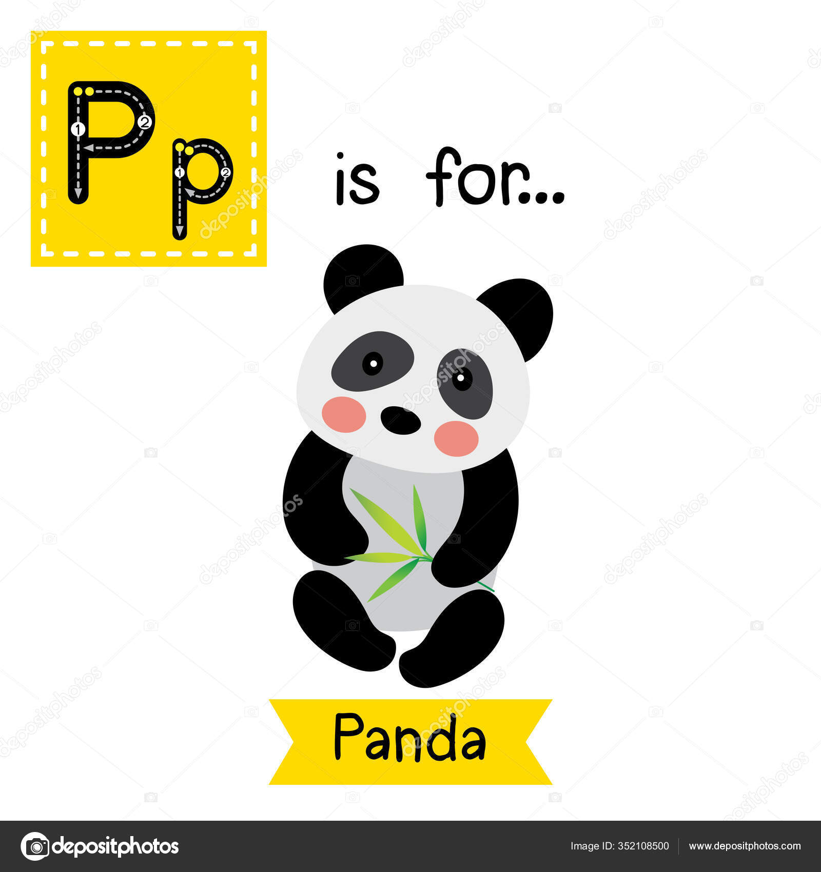 Letter Tracing Sitting Chinese Panda Bear Stock Vector by ©natchapohn ...