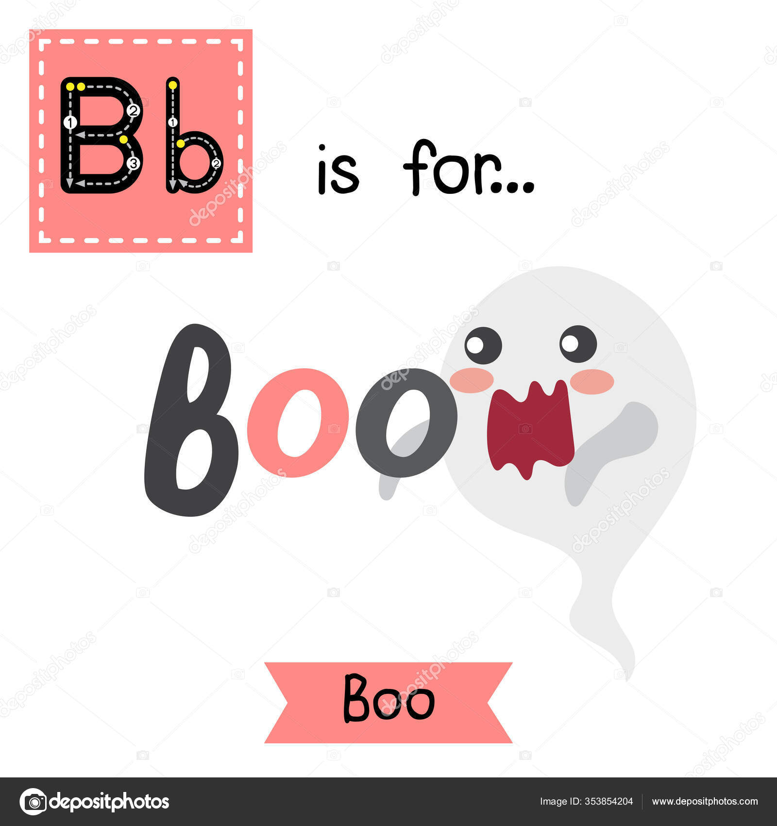 Cute Children Abc Alphabet Letter Tracing Flashcard Boo Kids Learning ...