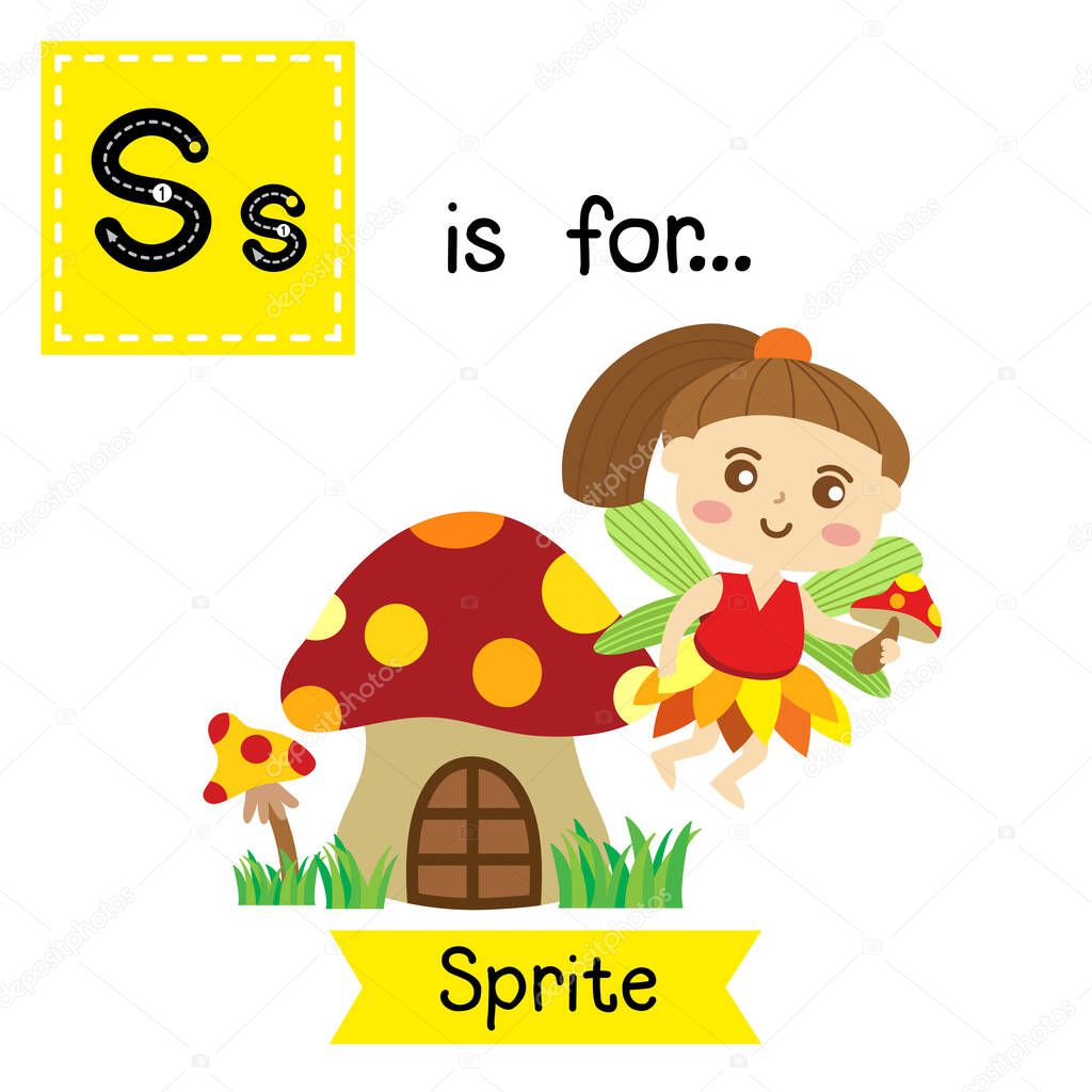 Lindos ni os ABC alfabeto S carta rastreo flashcard de Sprite volando ...