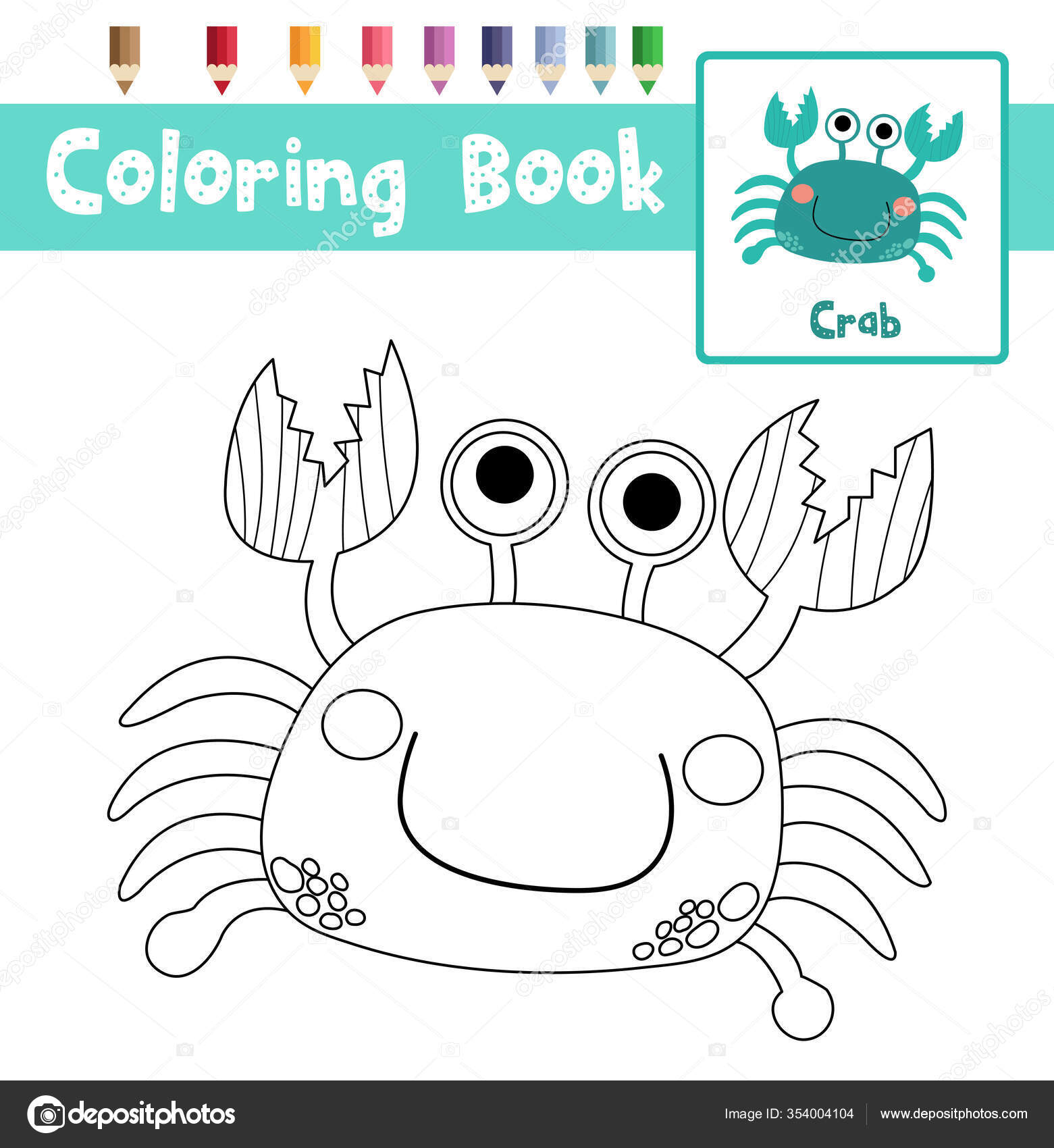 Coloring Page Blue Crab Animals Preschool Kids Activity Educational ...