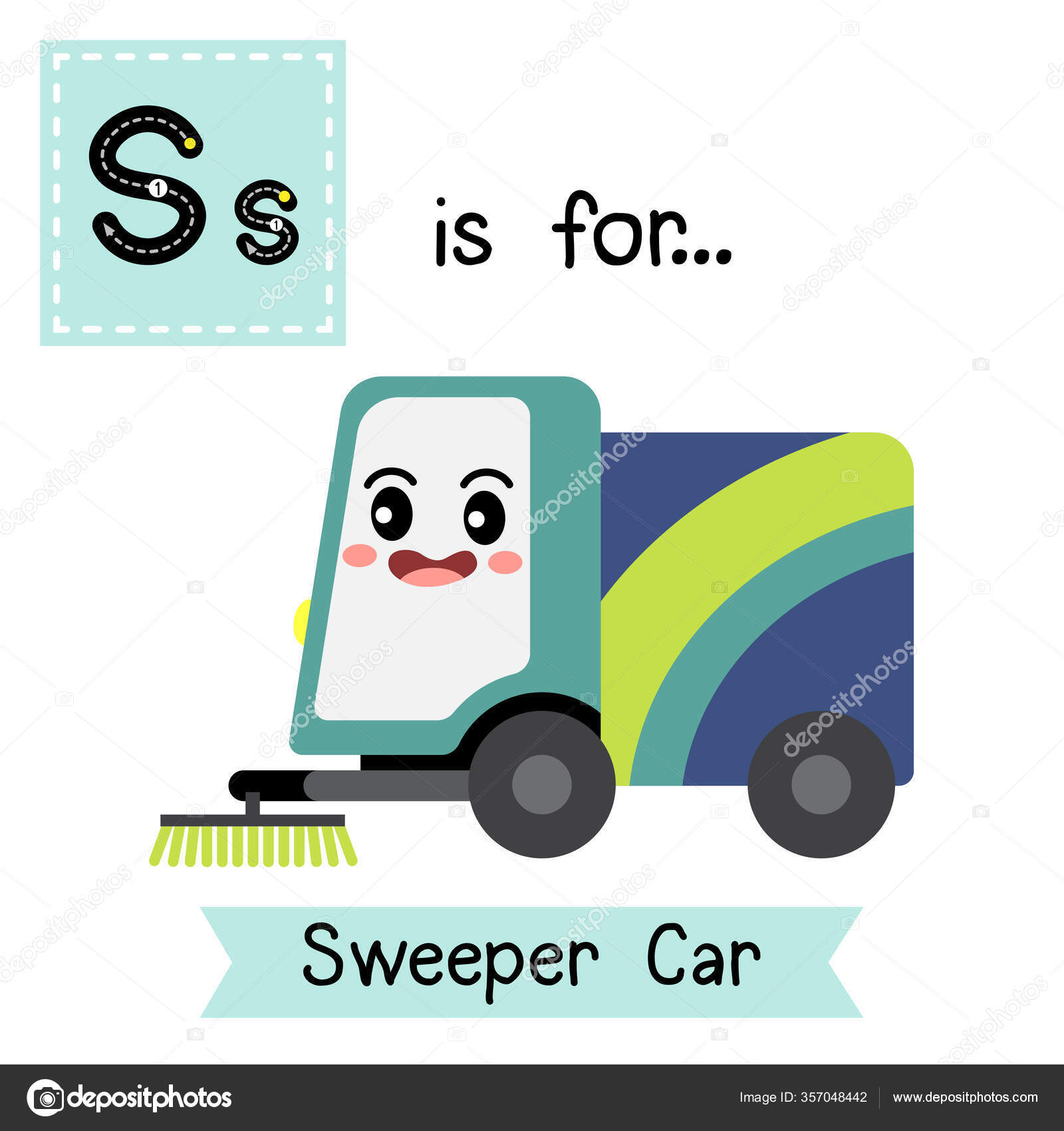 Letter Cute Children Colorful Transportations Abc Alphabet Tracing ...