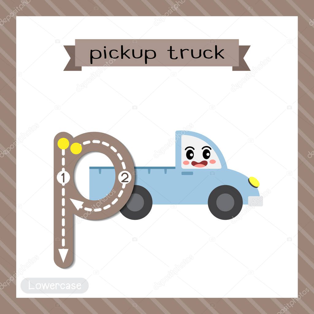 Letra P minúsculas lindos niños transporte colorido ABC alfabeto ...