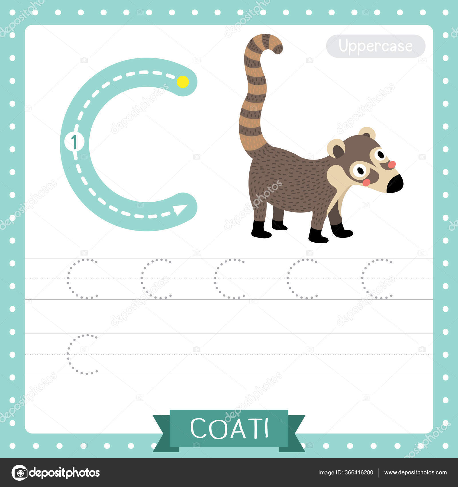 Letter Uppercase Cute Children Colorful Zoo Animals Abc Alphabet ...