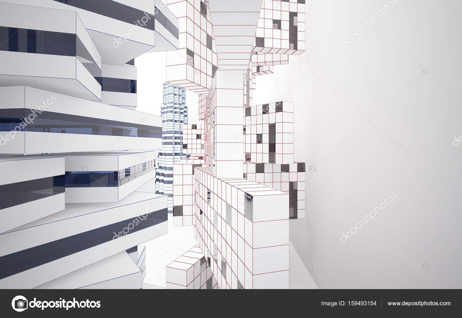 Architectural background drawing of modern buildings — Stock Photo ...