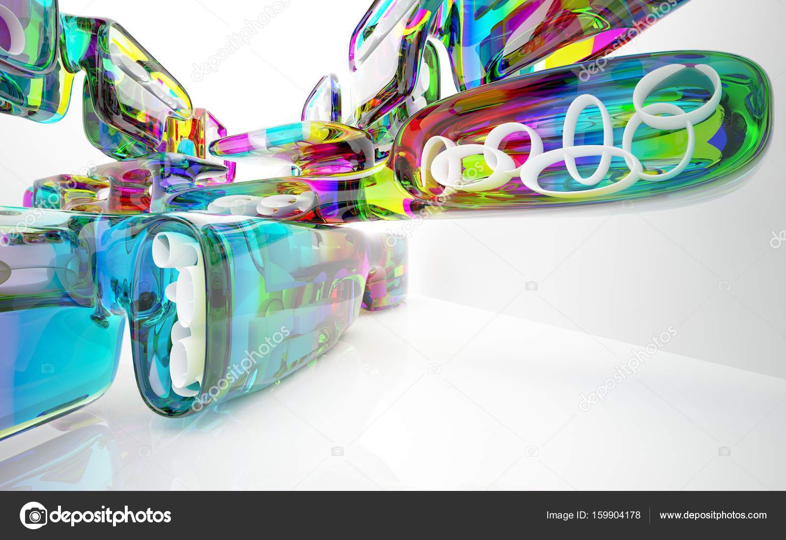 Dynamic interior with colored objects — Stock Photo © sergeymansurov ...