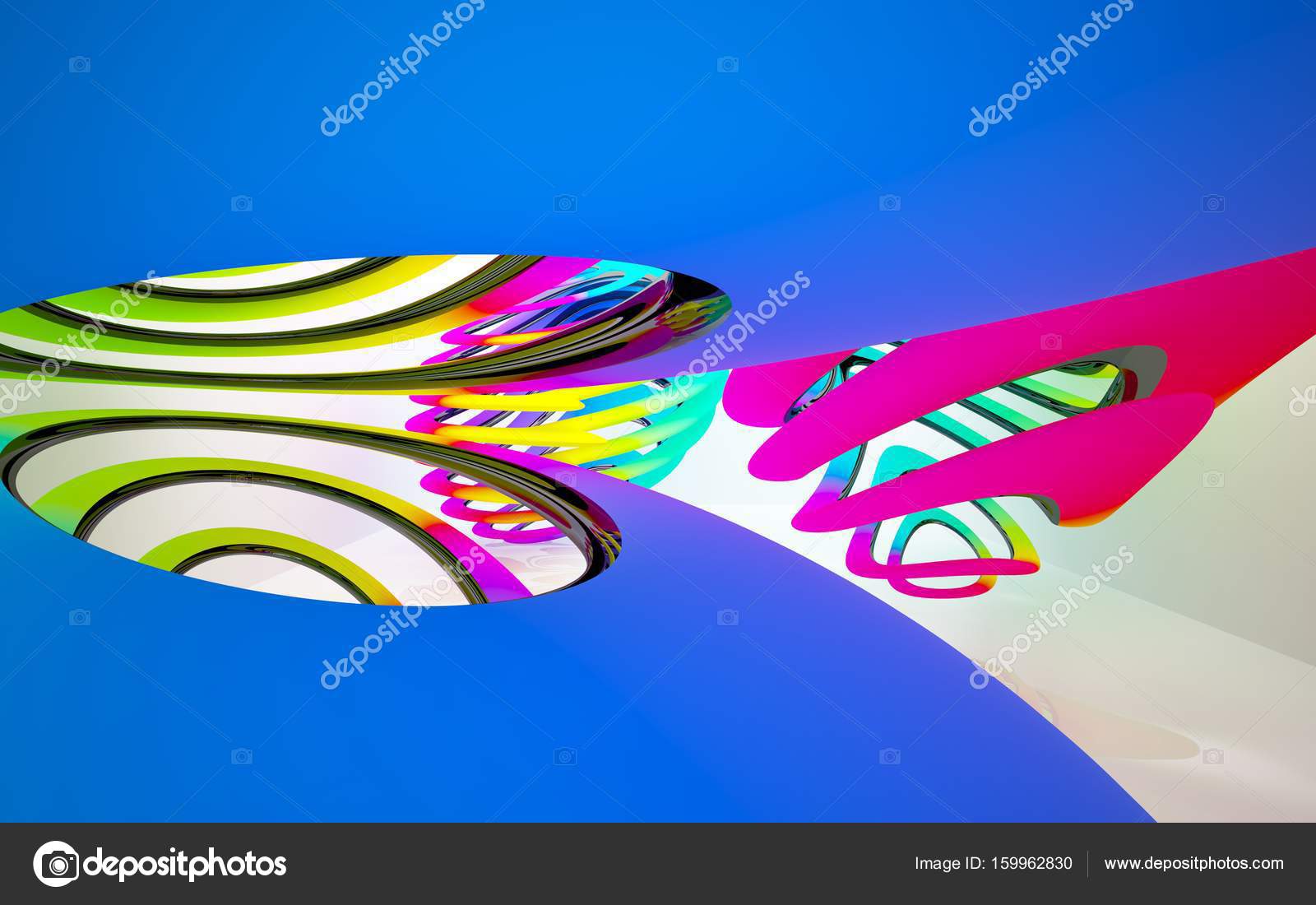 White interior with colored smooth objects — Stock Photo ...