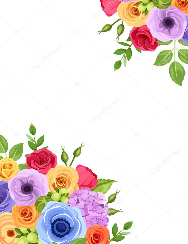 Flyer background with colorful flowers. Vector illustration. — Stock ...