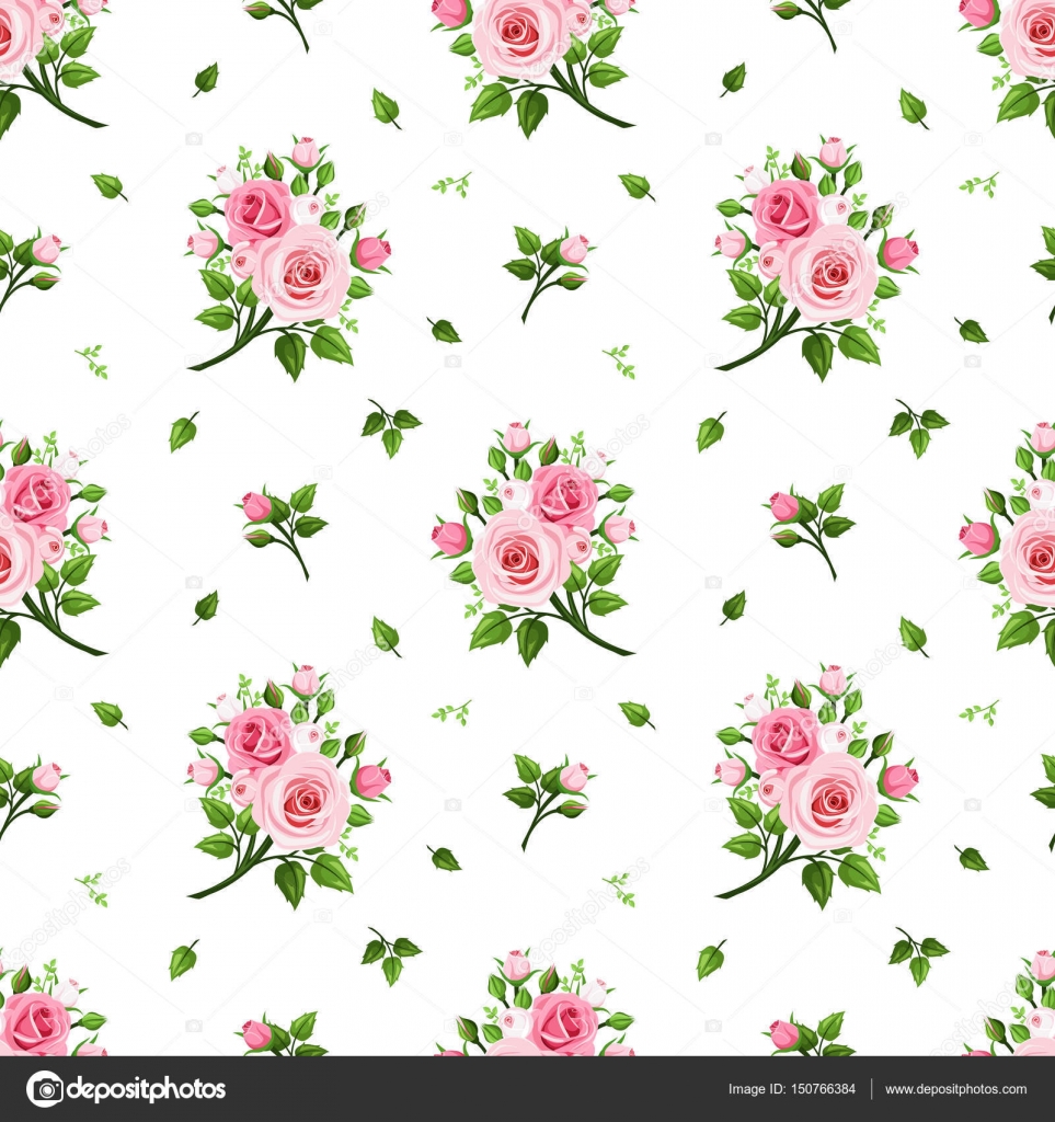 Seamless pattern with pink roses. Vector illustration. Stock Vector by ...