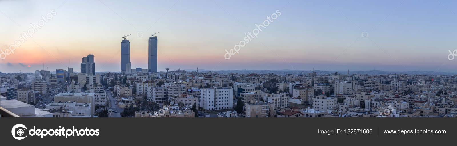 Panoramic view Amman city - Jordan Gate towers beautiful sky win ...