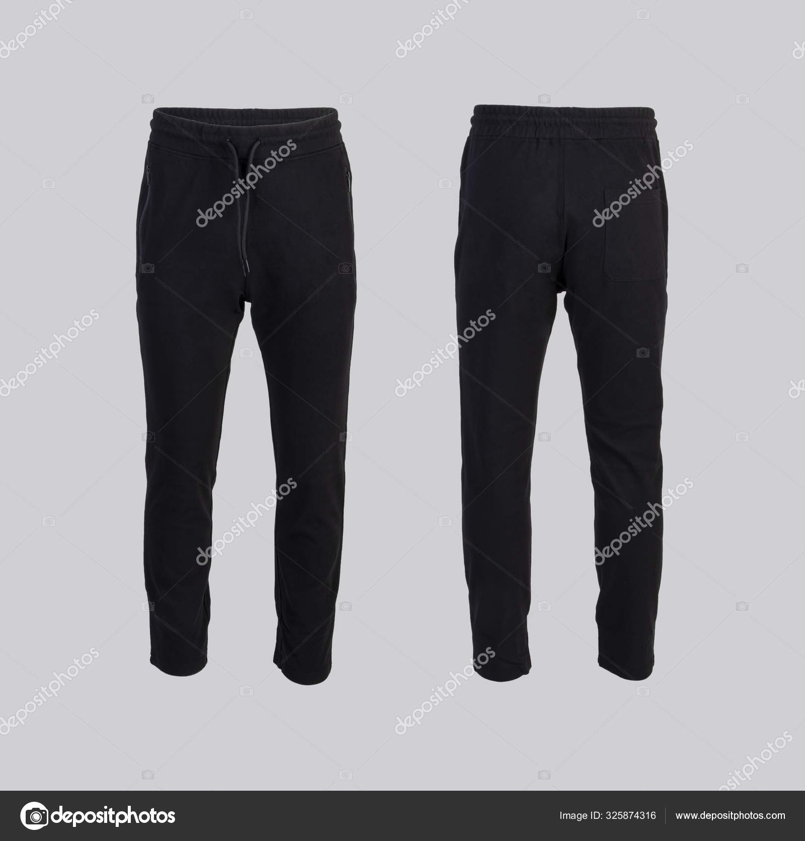 Black sweatpants Front and back view isolated on white background Stock ...