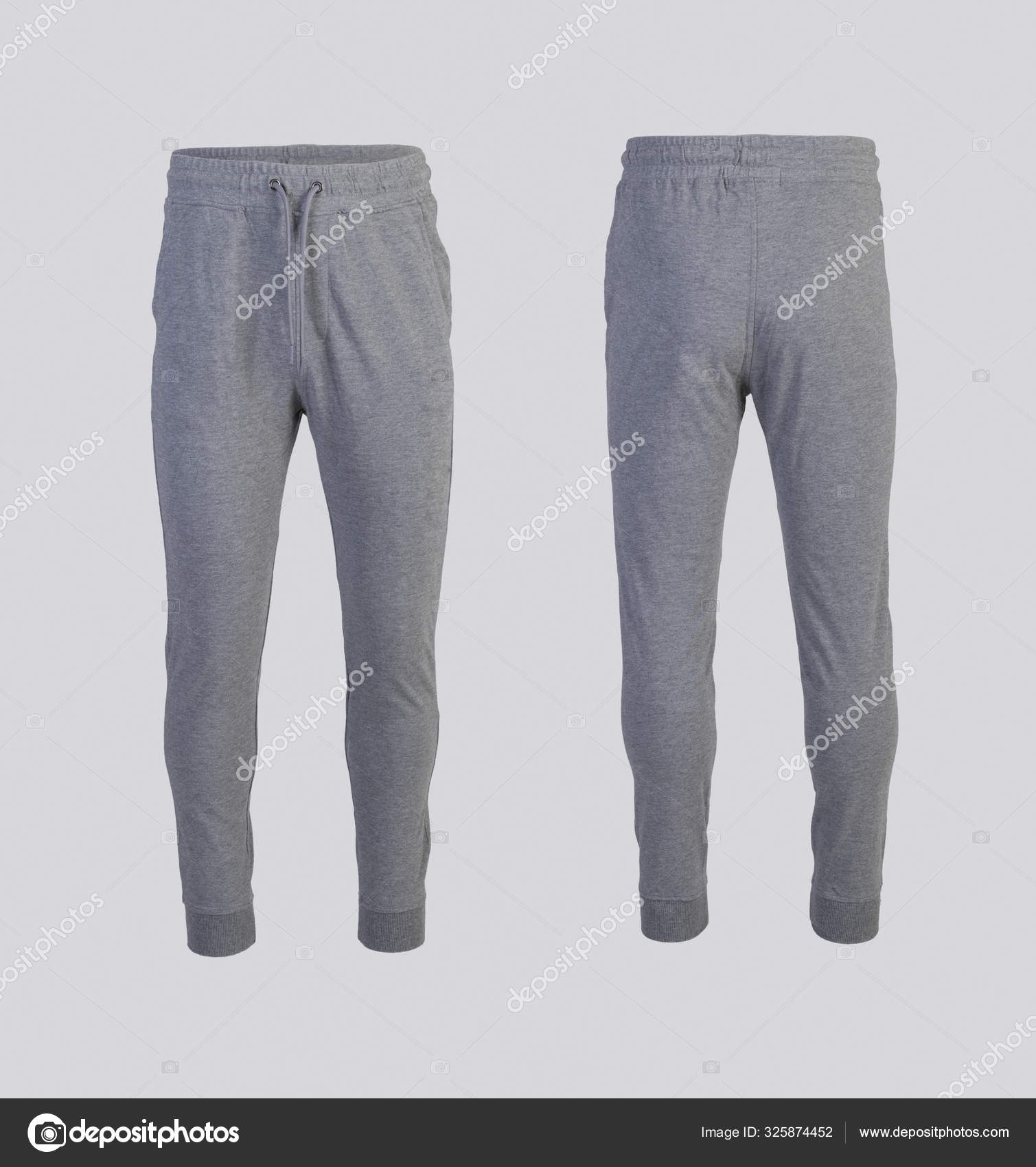 Gray sweatpants Front and back view isolated on white background ...